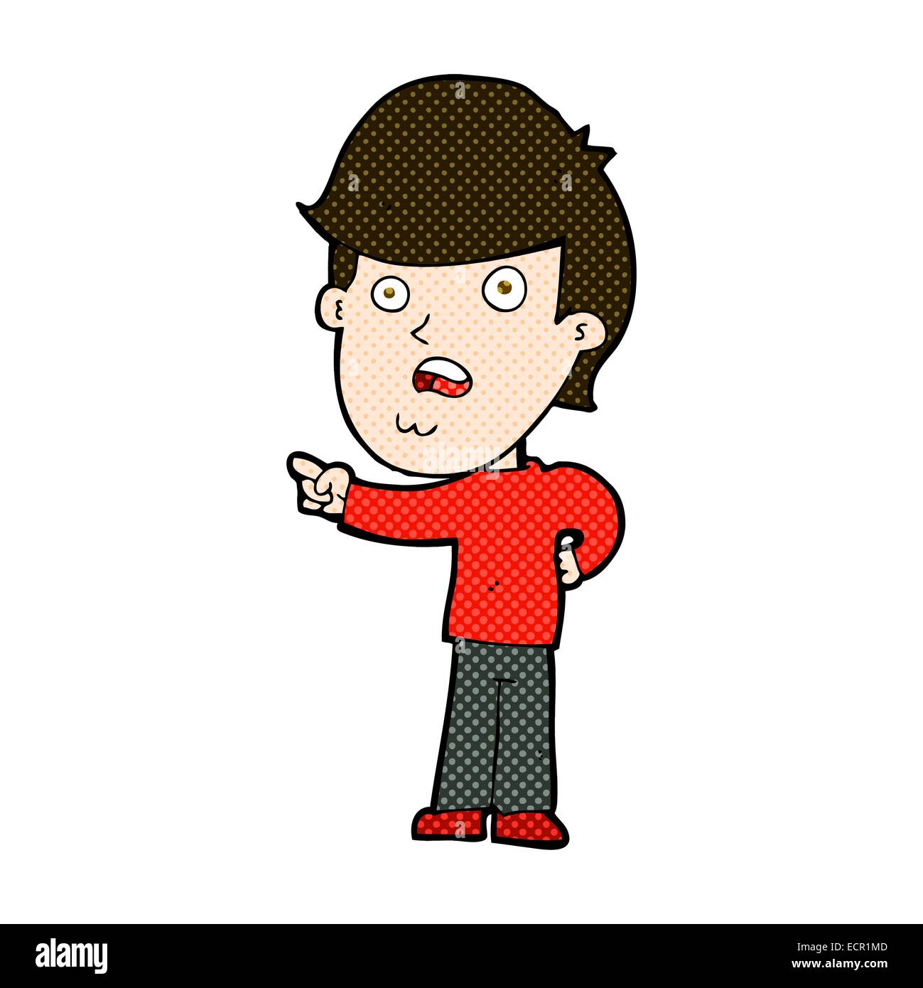 retro comic book style cartoon shocked man pointing Stock Vector Image ...