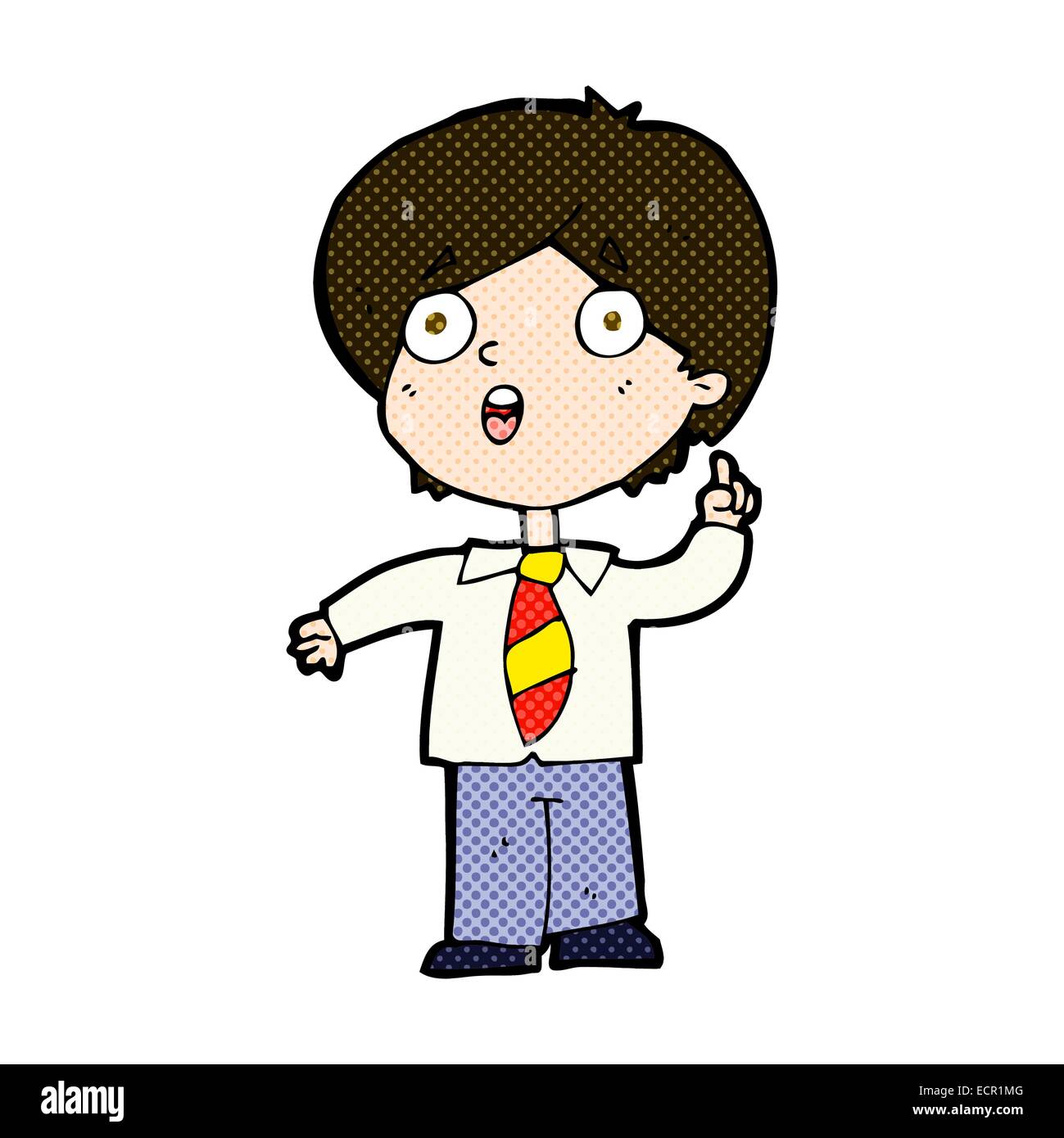 retro comic book style cartoon schoolboy answering question Stock ...