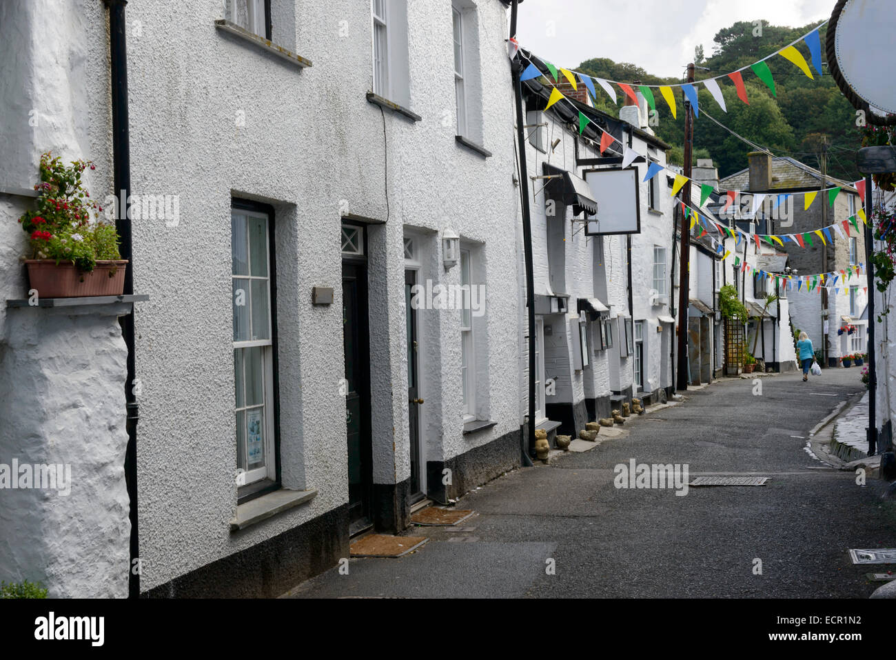 cityscape with old houses on a bending street in the touristic village ...