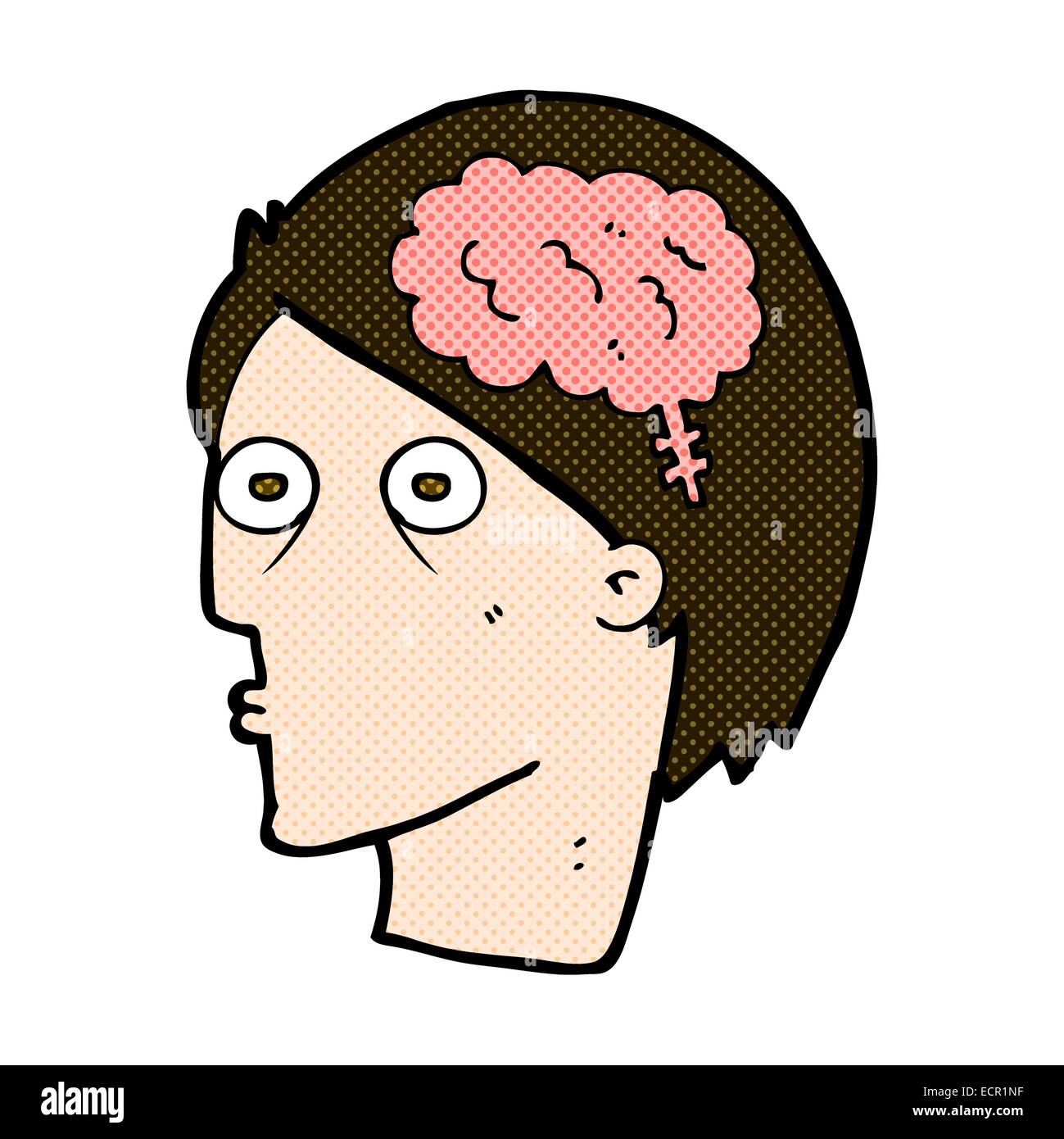 retro comic book style cartoon head with brain symbol Stock Vector ...
