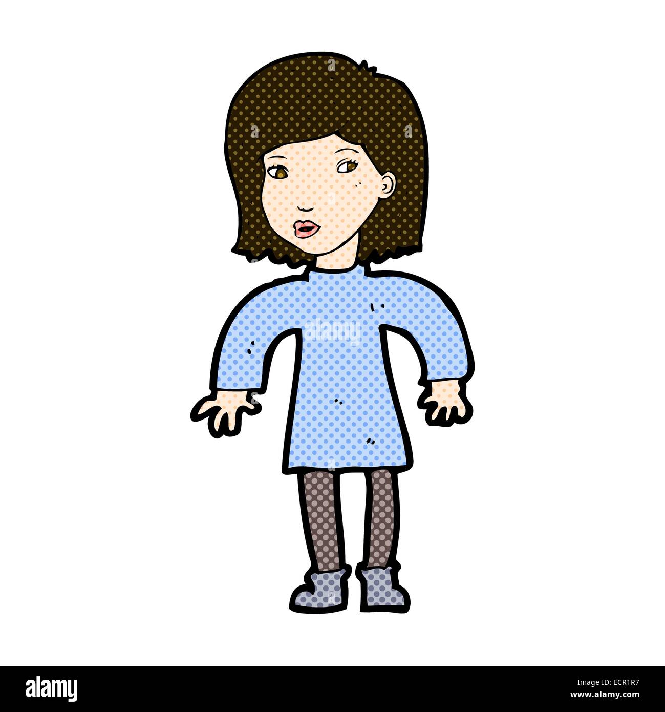 retro comic book style cartoon cautious woman Stock Vector Image & Art ...