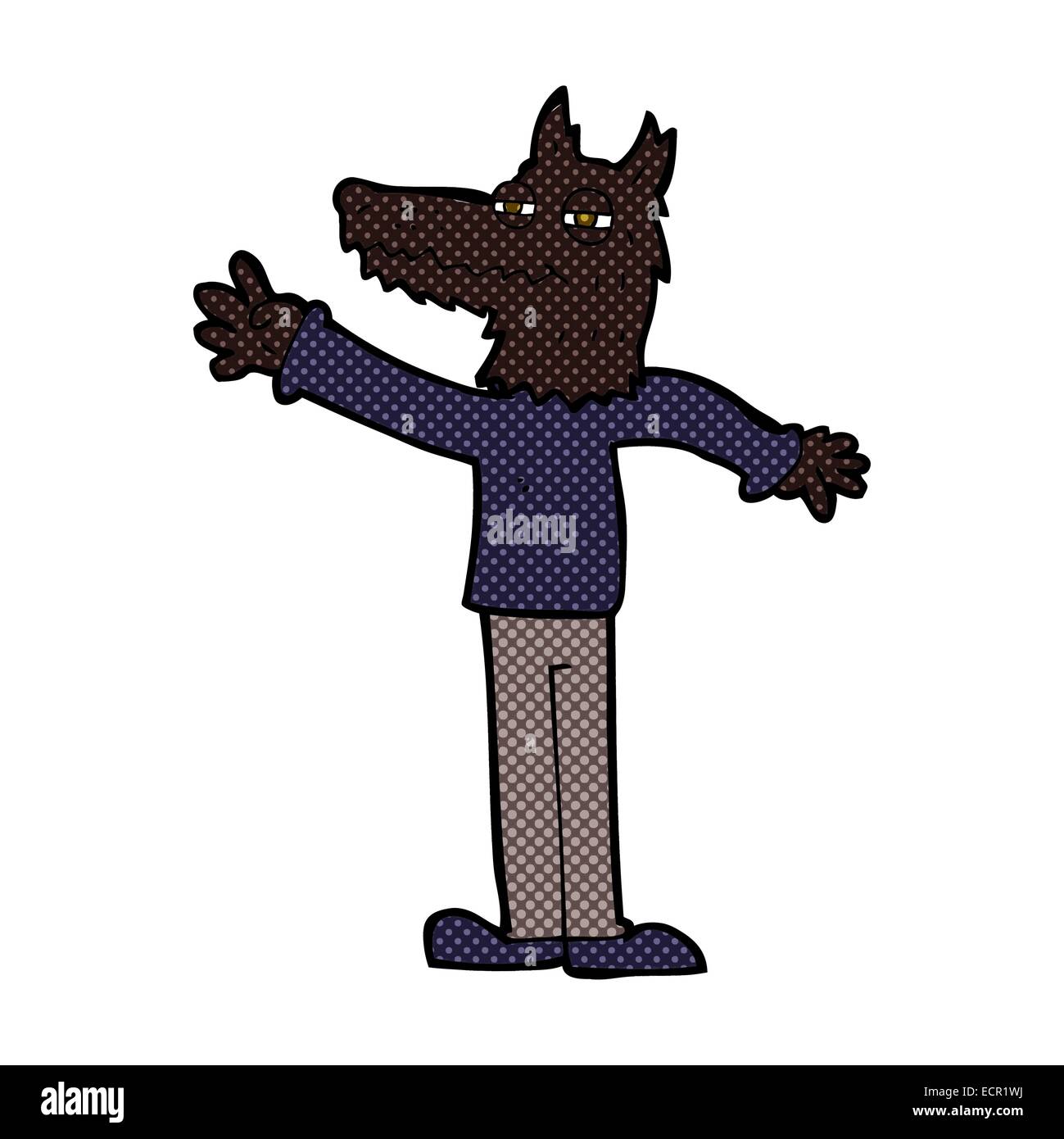 retro comic book style cartoon waving wolf Stock Vector Image & Art - Alamy