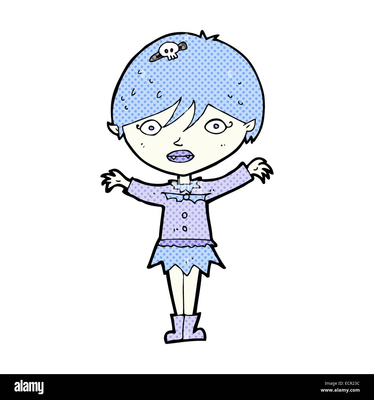 retro comic book style cartoon waving vampire girl Stock Vector Image ...