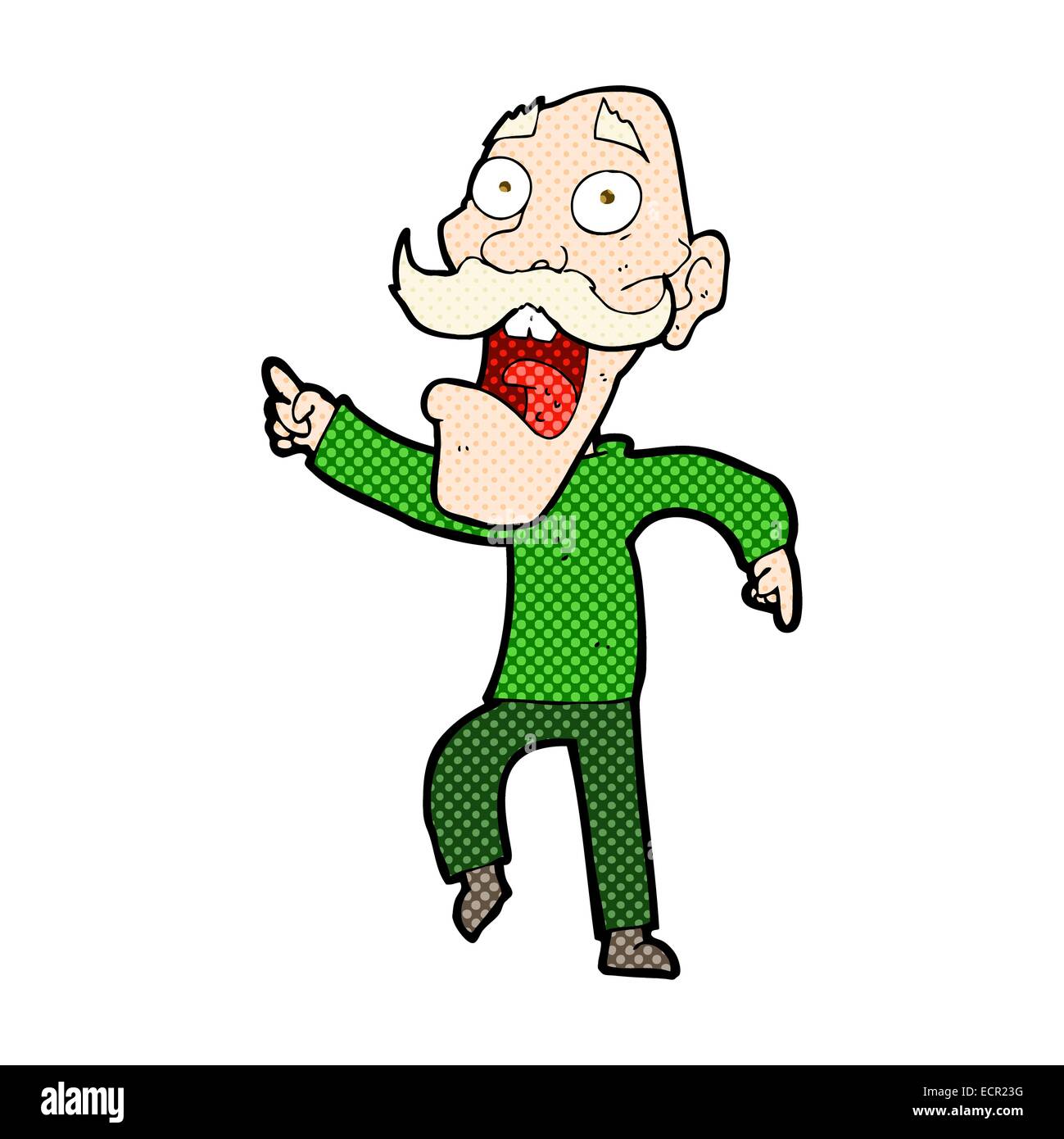 retro comic book style cartoon frightened old man Stock Vector Image ...