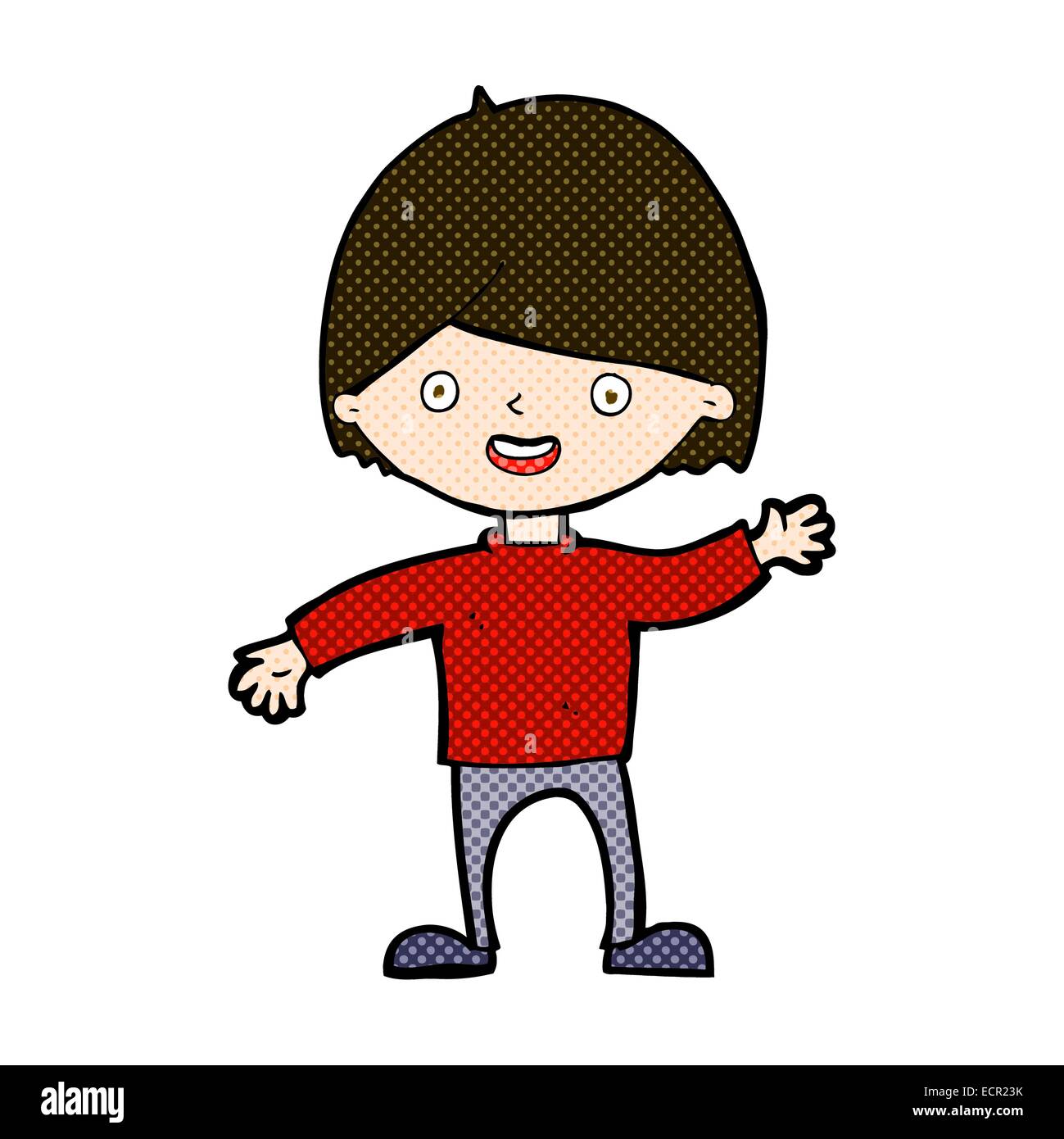 retro comic book style cartoon waving boy Stock Vector Image & Art - Alamy