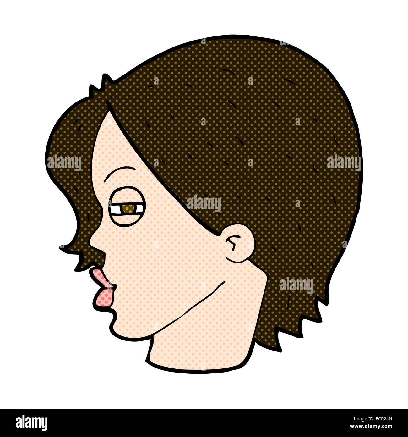 retro comic book style cartoon female face with narrowed eyes Stock ...