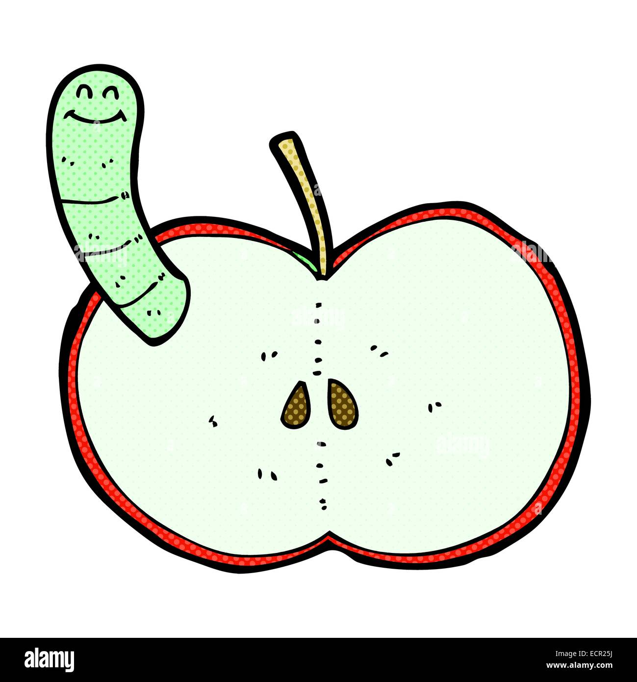 retro comic book style cartoon apple with worm Stock Vector Image & Art ...