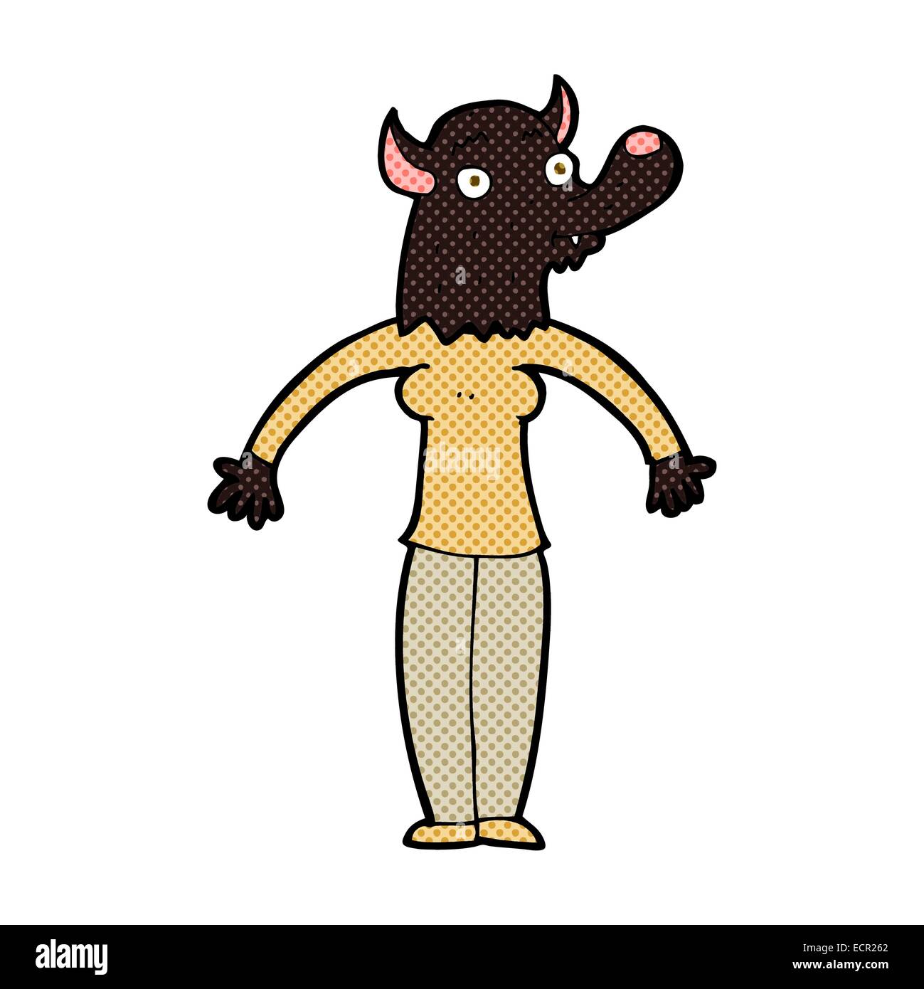 retro comic book style cartoon friendly werewolf woman Stock Vector ...