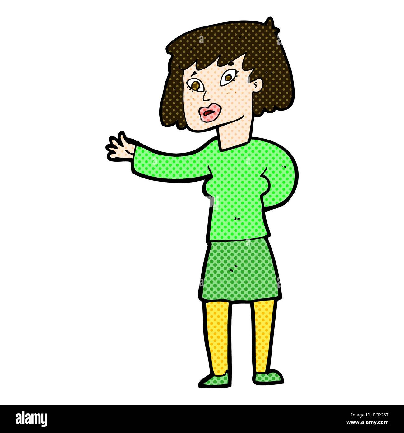 retro comic book style cartoon woman explaining Stock Vector Image ...