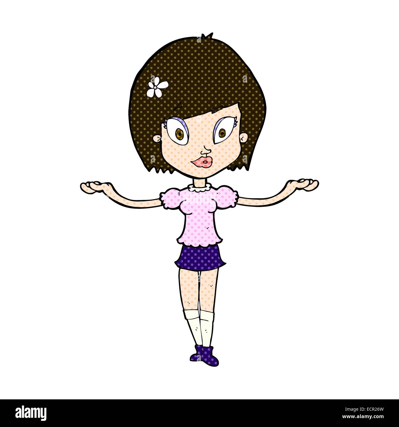 retro comic book style cartoon woman making balancing gesture Stock ...