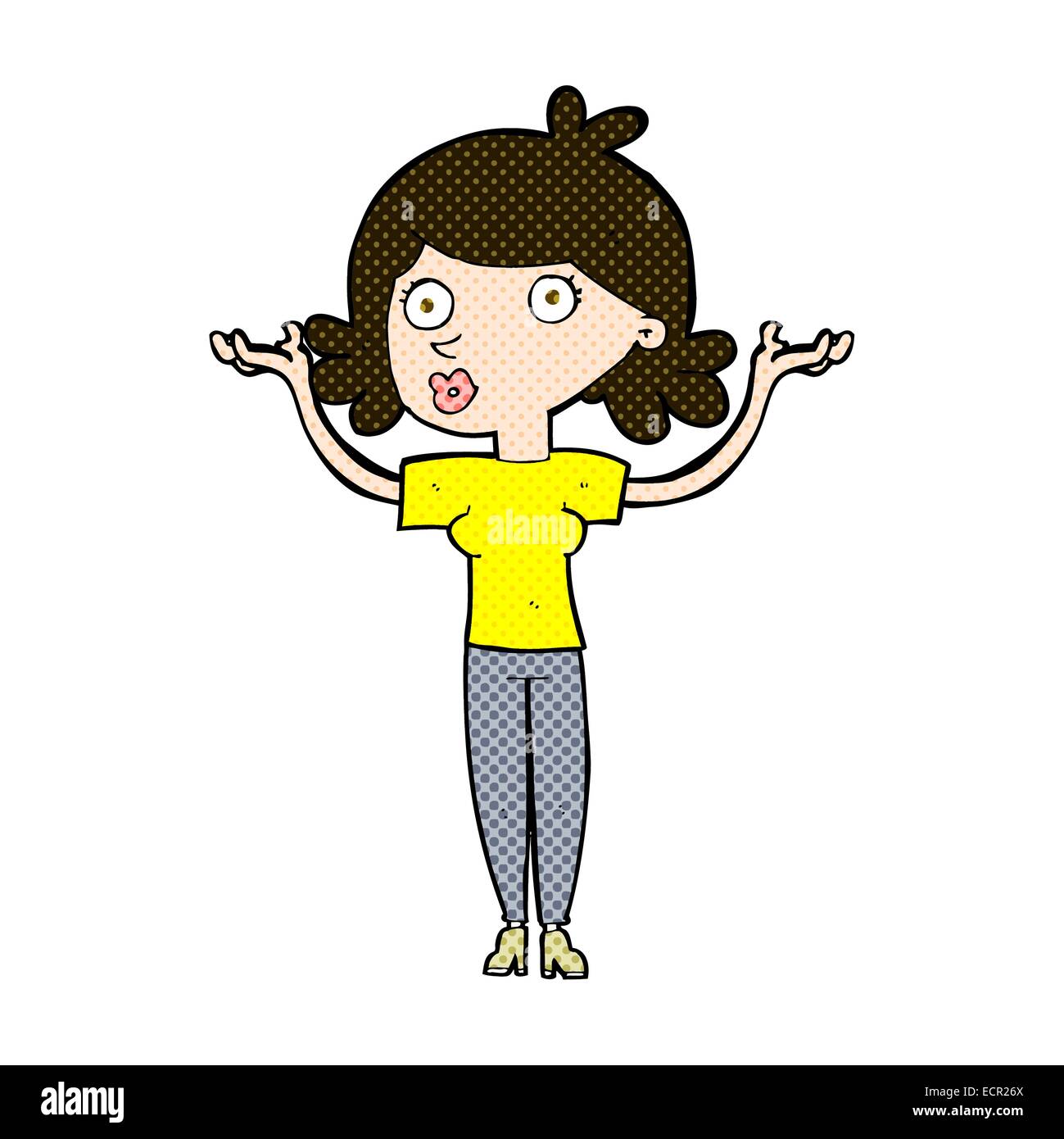 retro comic book style cartoon woman throwing arms in air Stock Vector ...