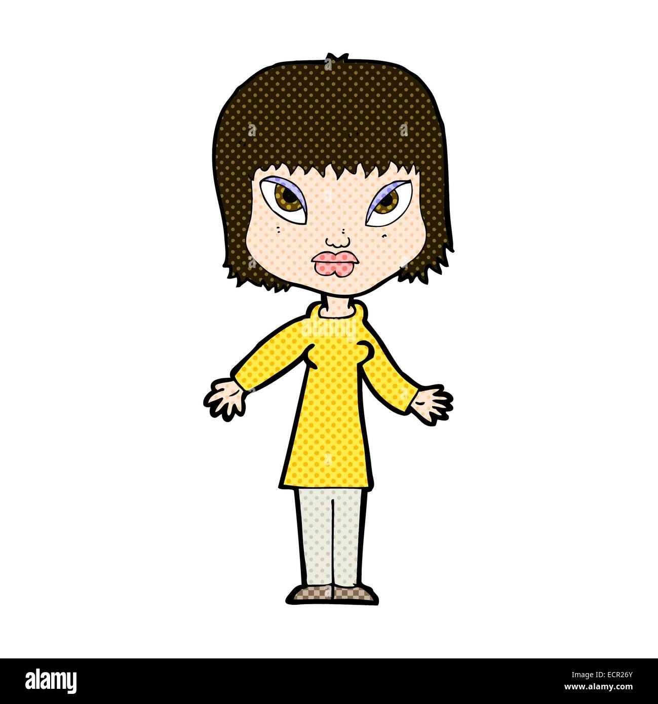 retro comic book style cartoon woman with open arms Stock Vector Image ...