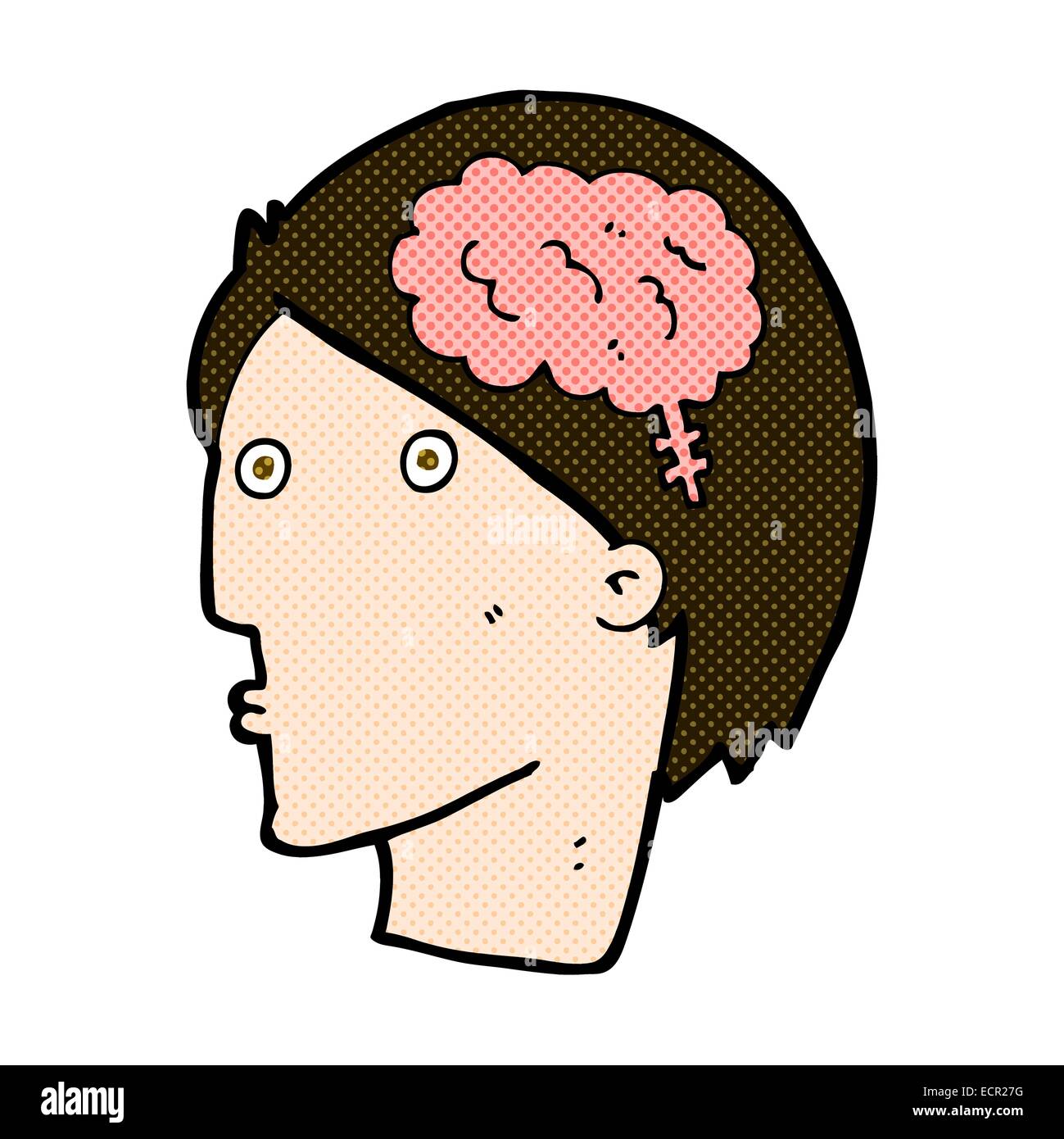 retro comic book style cartoon man with brain symbol Stock Vector Image ...