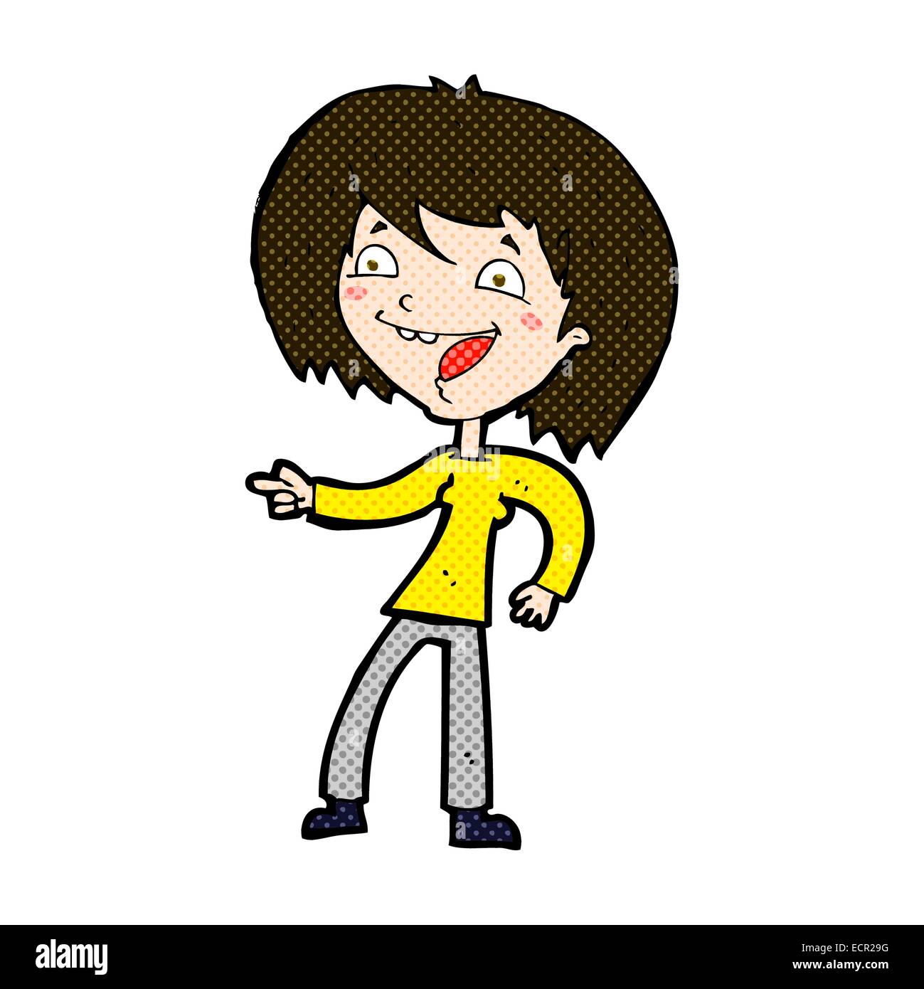 retro comic book style cartoon woman laughing and pointing Stock Vector ...