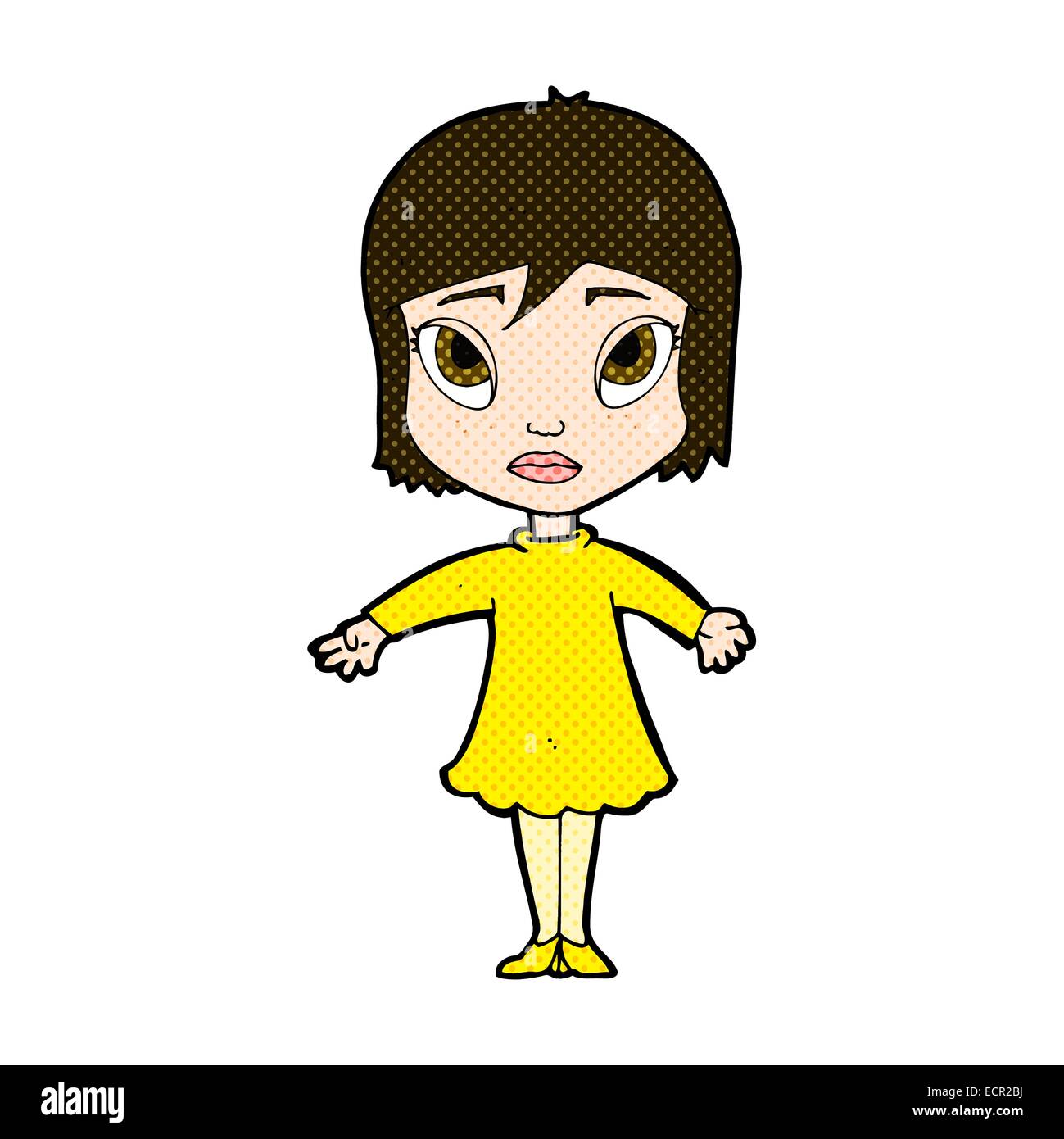 retro comic book style cartoon girl in dress Stock Vector Image & Art ...