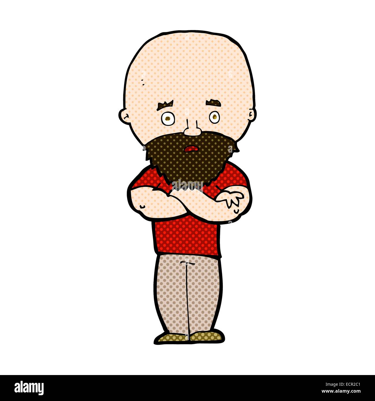 retro comic book style cartoon shocked bald man with beard Stock Vector ...