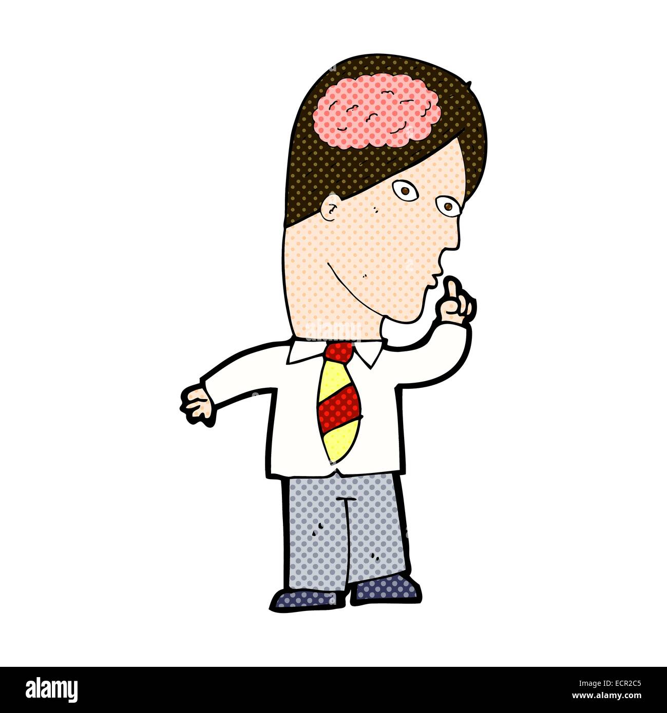 retro comic book style cartoon businessman with huge brain Stock Vector ...