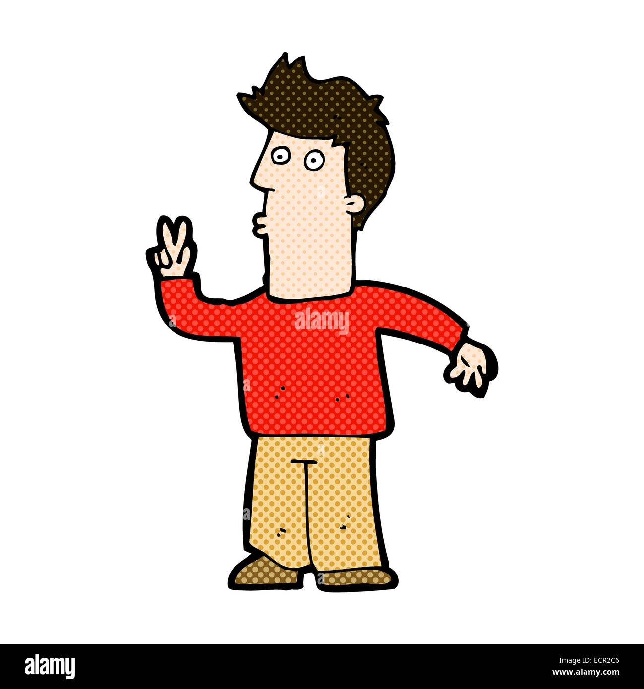 retro comic book style cartoon man giving peace sign Stock Vector Image ...
