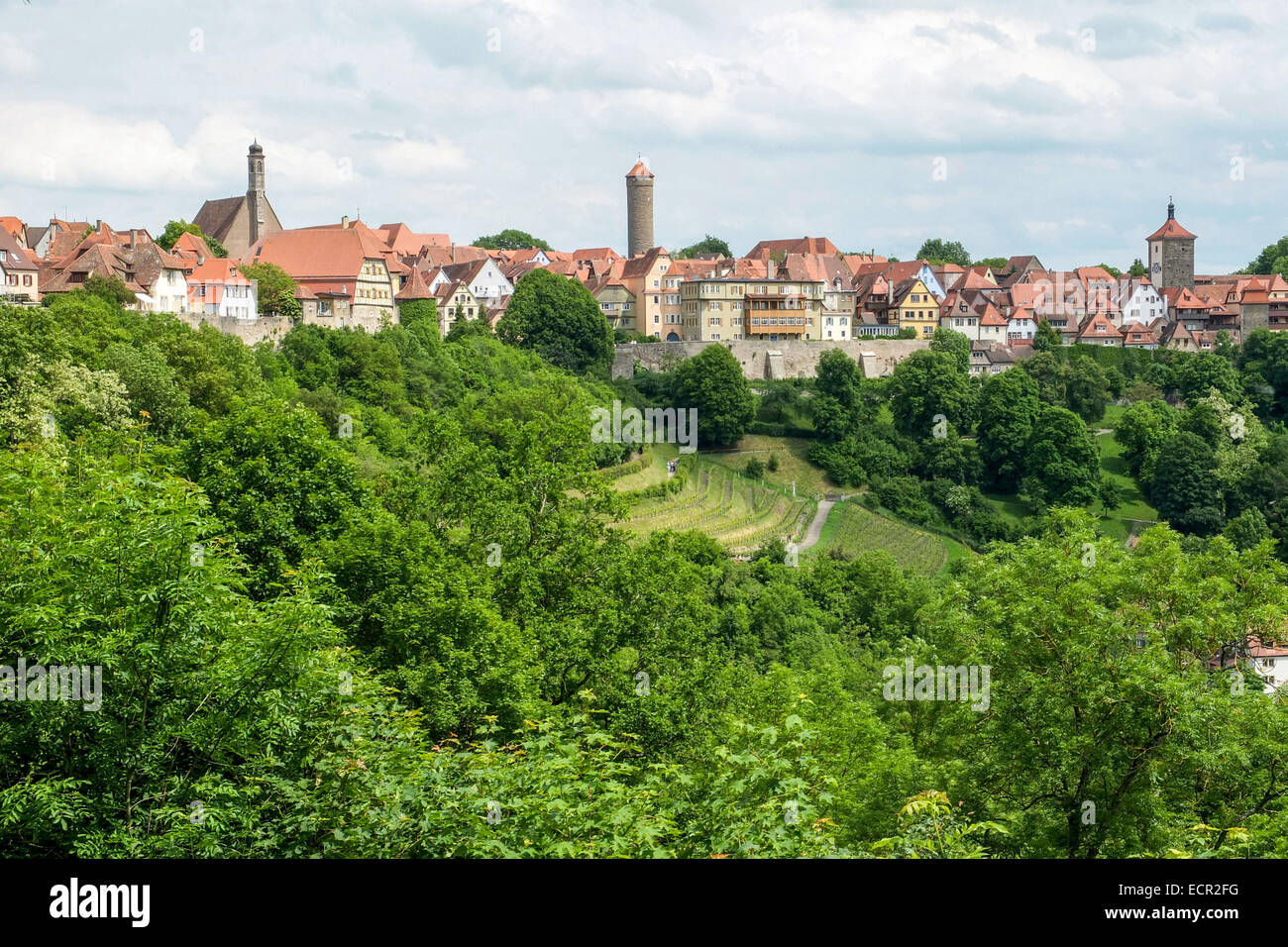 Germany: View from the Castle garden on the south side of Rothenburg ob ...