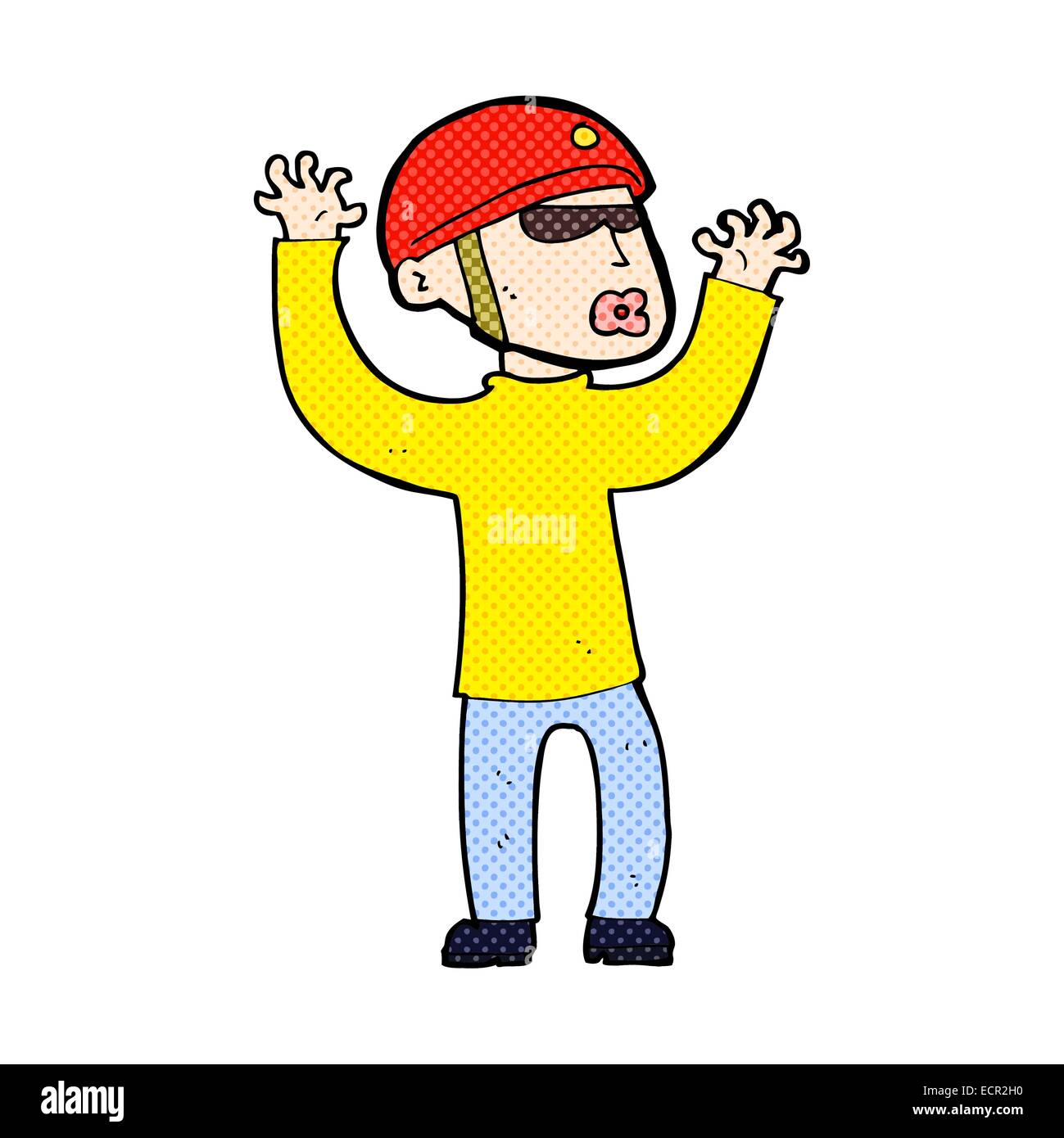 retro comic book style cartoon security man panicking Stock Vector ...