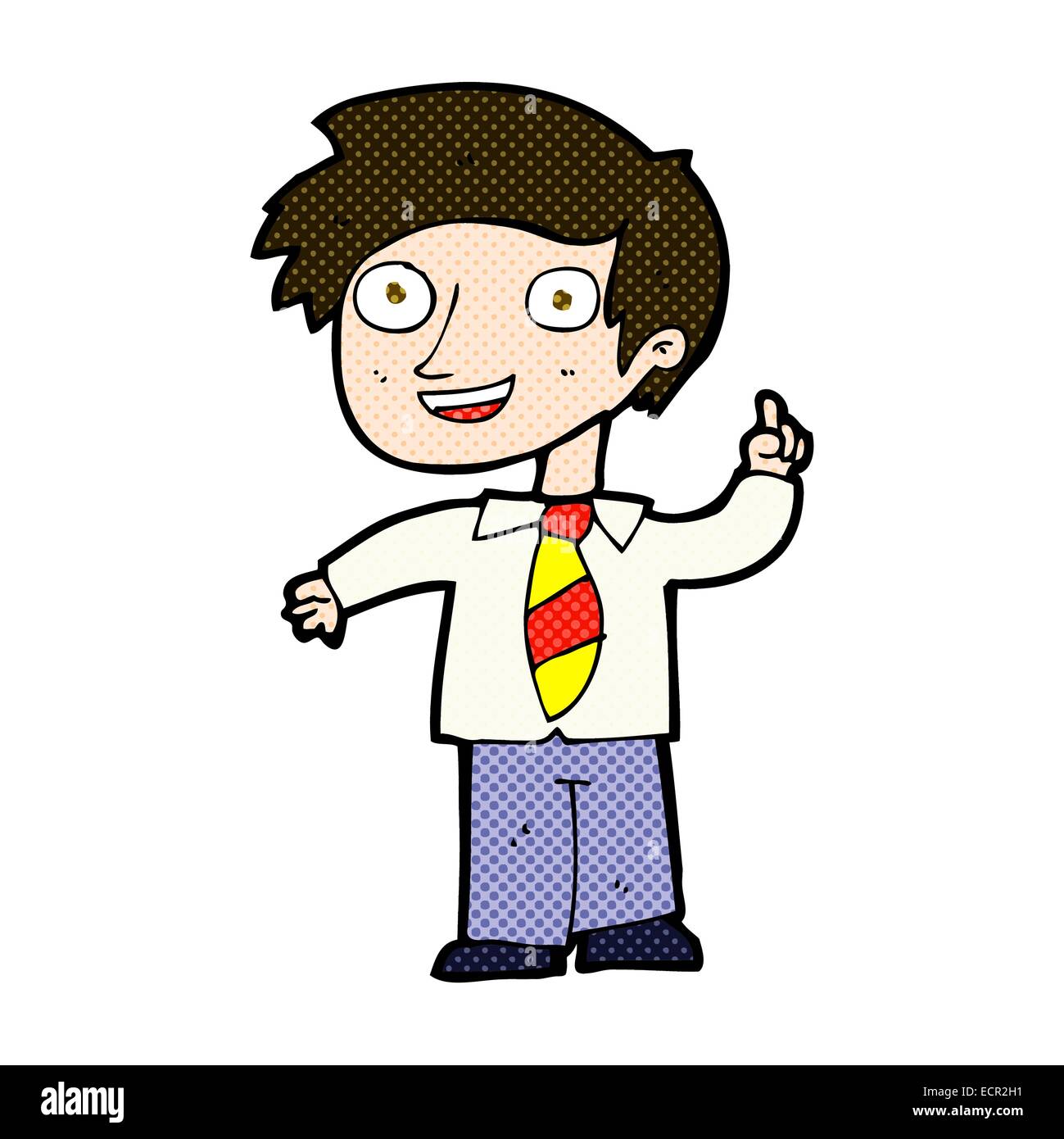 retro comic book style cartoon school boy with idea Stock Vector Image ...