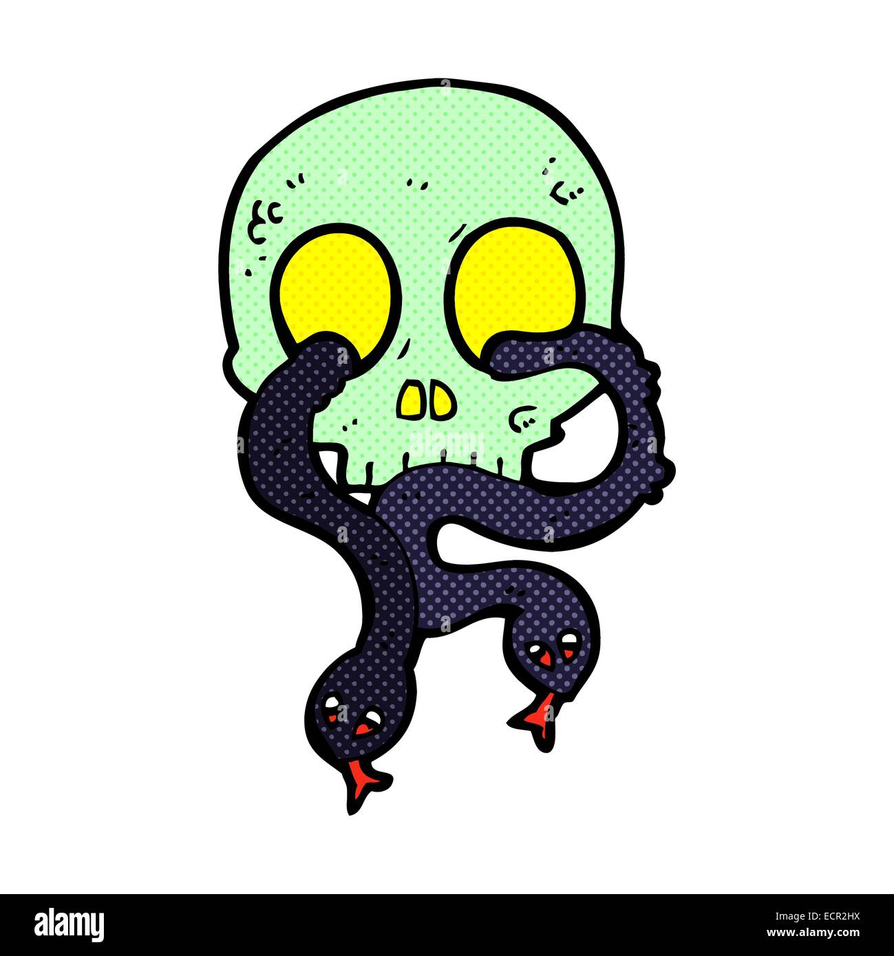 retro comic book style cartoon skull with snakes Stock Vector Image ...