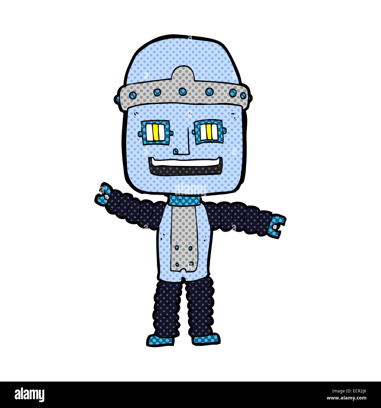 retro comic book style cartoon waving robot Stock Vector Image & Art ...