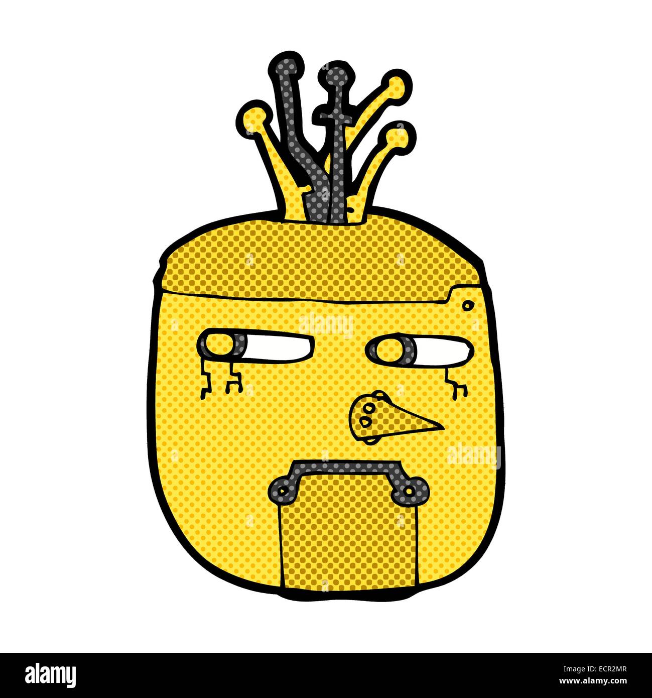 retro comic book style cartoon gold robot head Stock Vector Image & Art ...