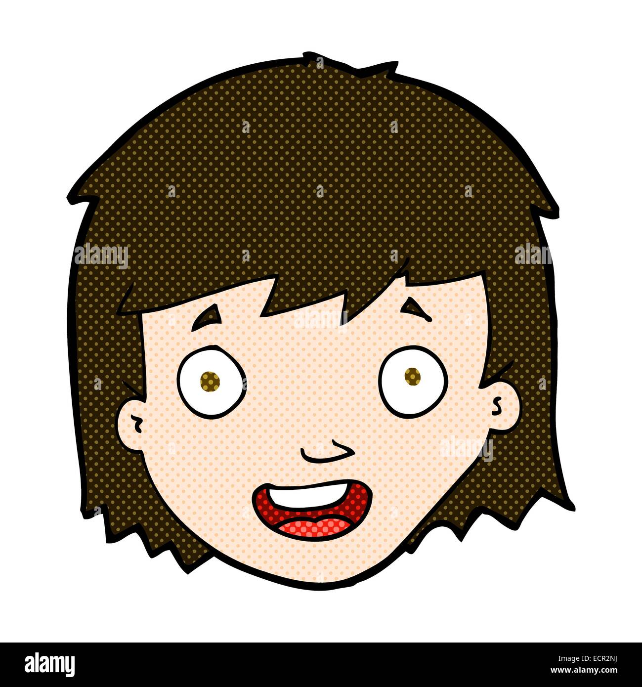 retro comic book style cartoon happy female face Stock Vector Image ...