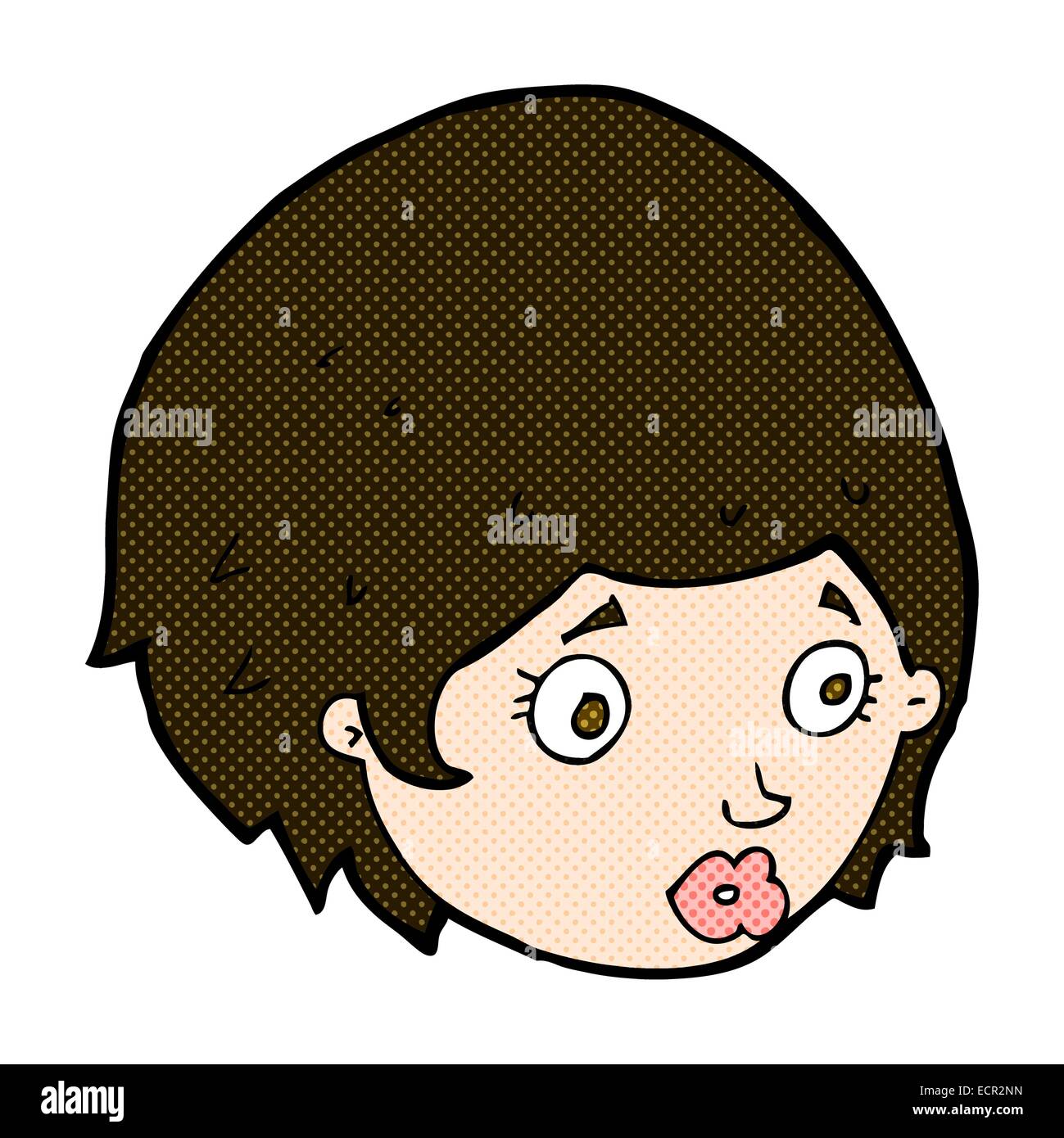 retro comic book style cartoon girl with concerned expression Stock ...