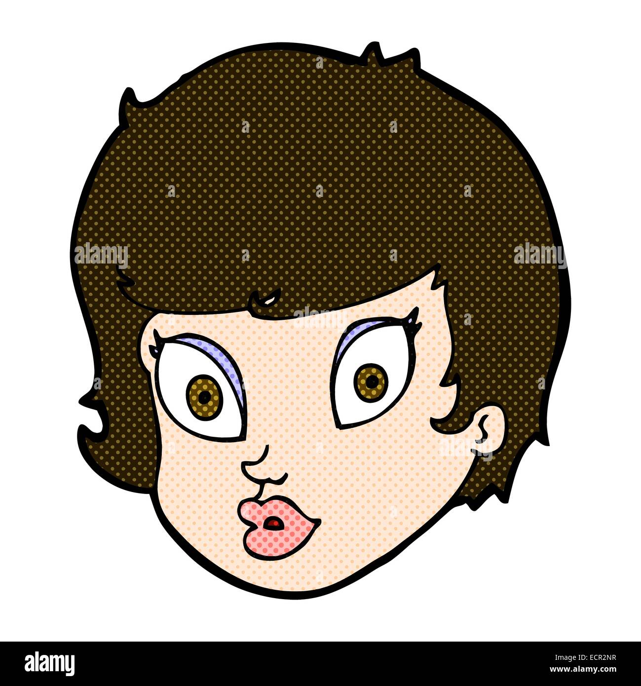 retro comic book style cartoon surprised female face Stock Vector Image ...