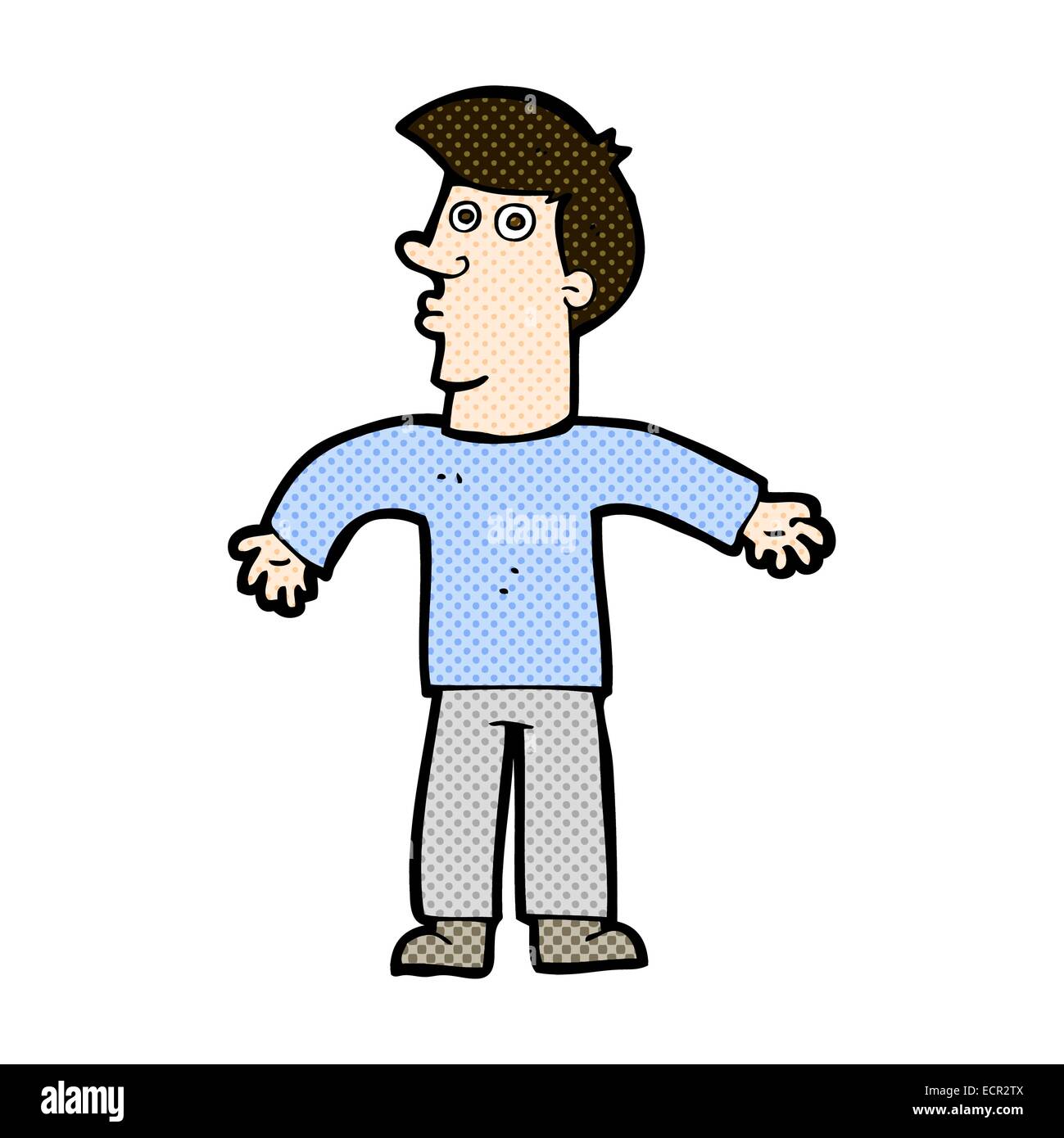 retro comic book style cartoon man shrugging shoulders Stock Vector ...
