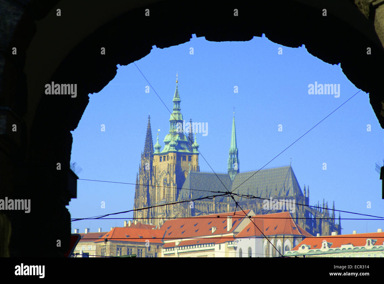 Prague elegant buildings, roofs, statues, windows make for interesting ...