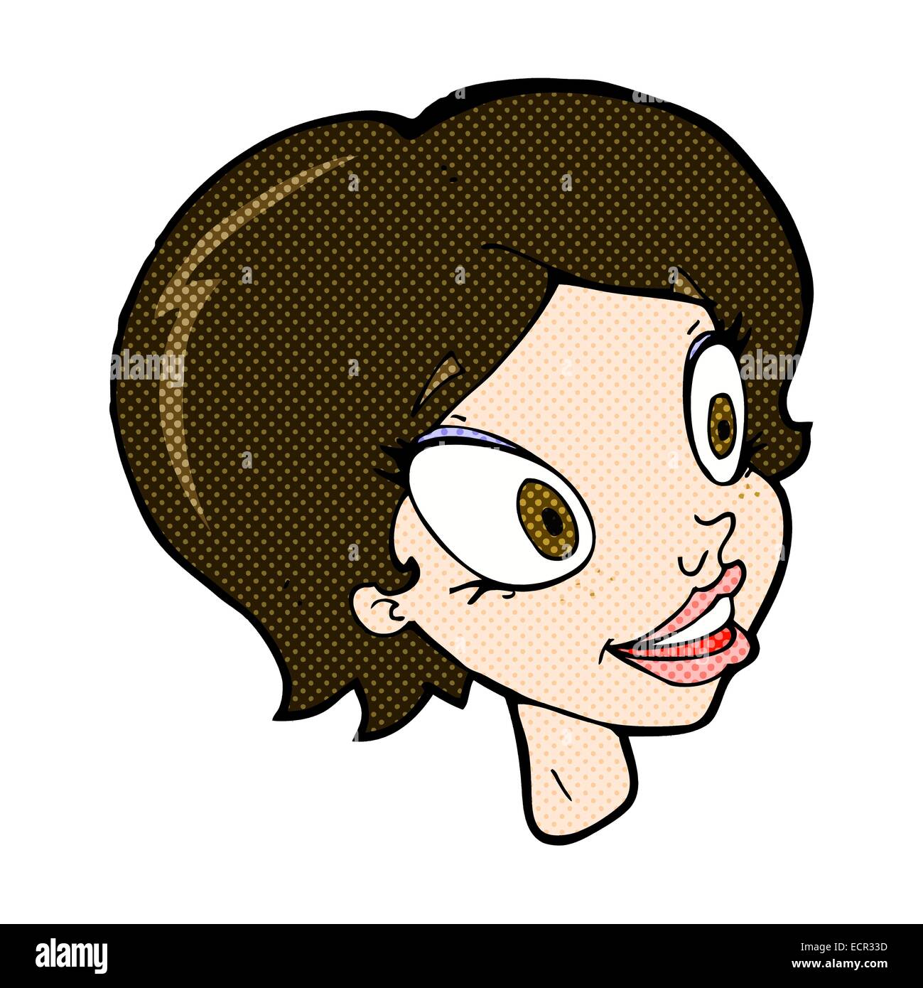 retro comic book style cartoon pretty female face Stock Vector Image ...