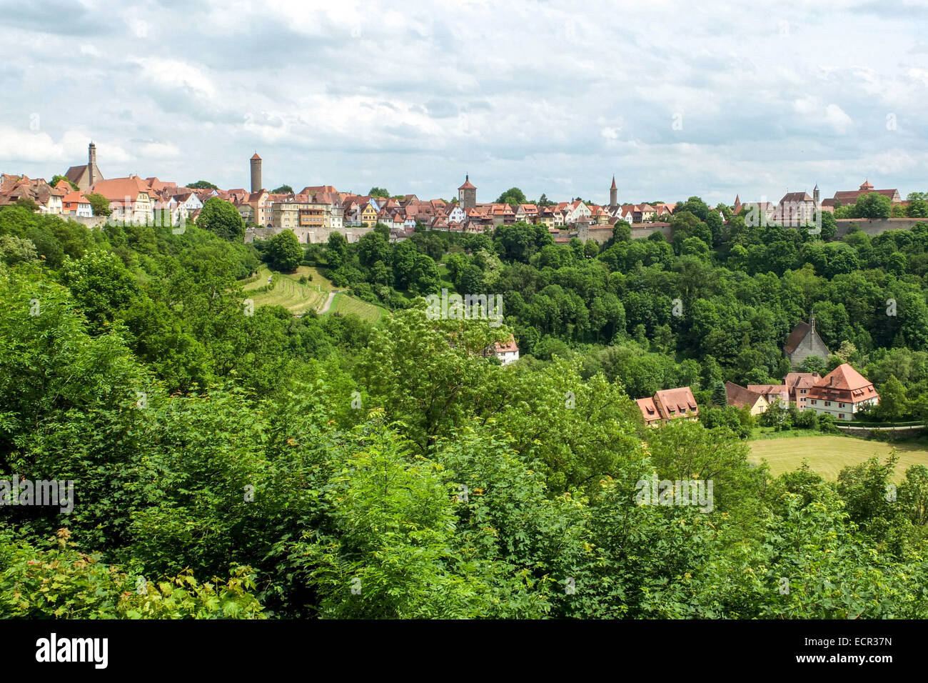 Germany: View from the Castle garden on the south side of Rothenburg ob ...