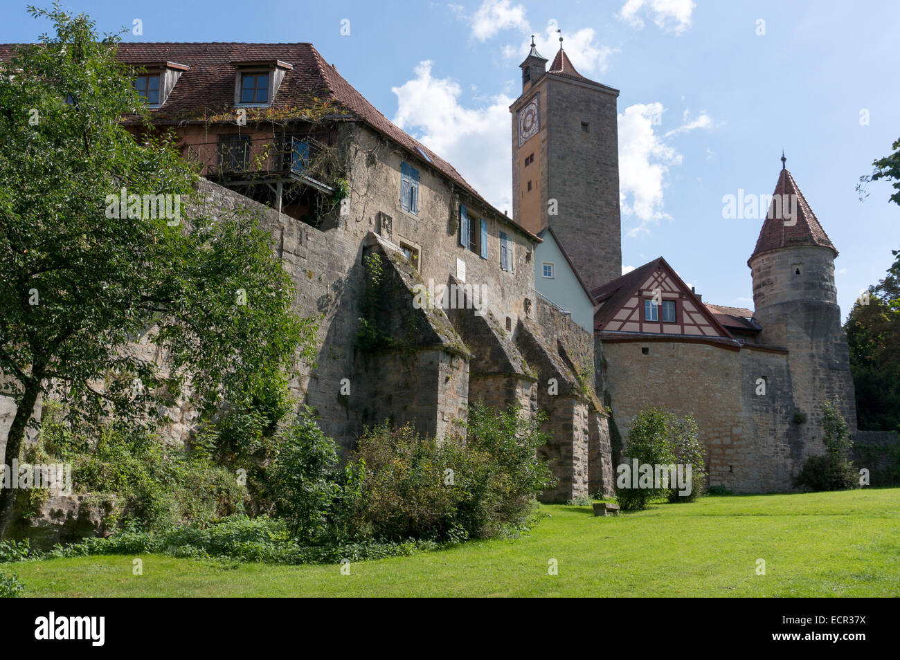 Germany: Medieval town wall and western town gate of Rothenburg ob der ...