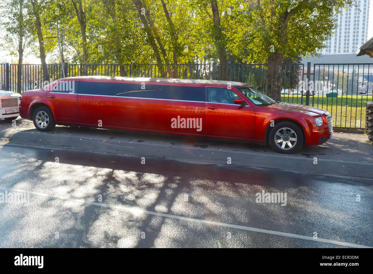 Large red limousine The limousines for rent Stock Photo - Alamy