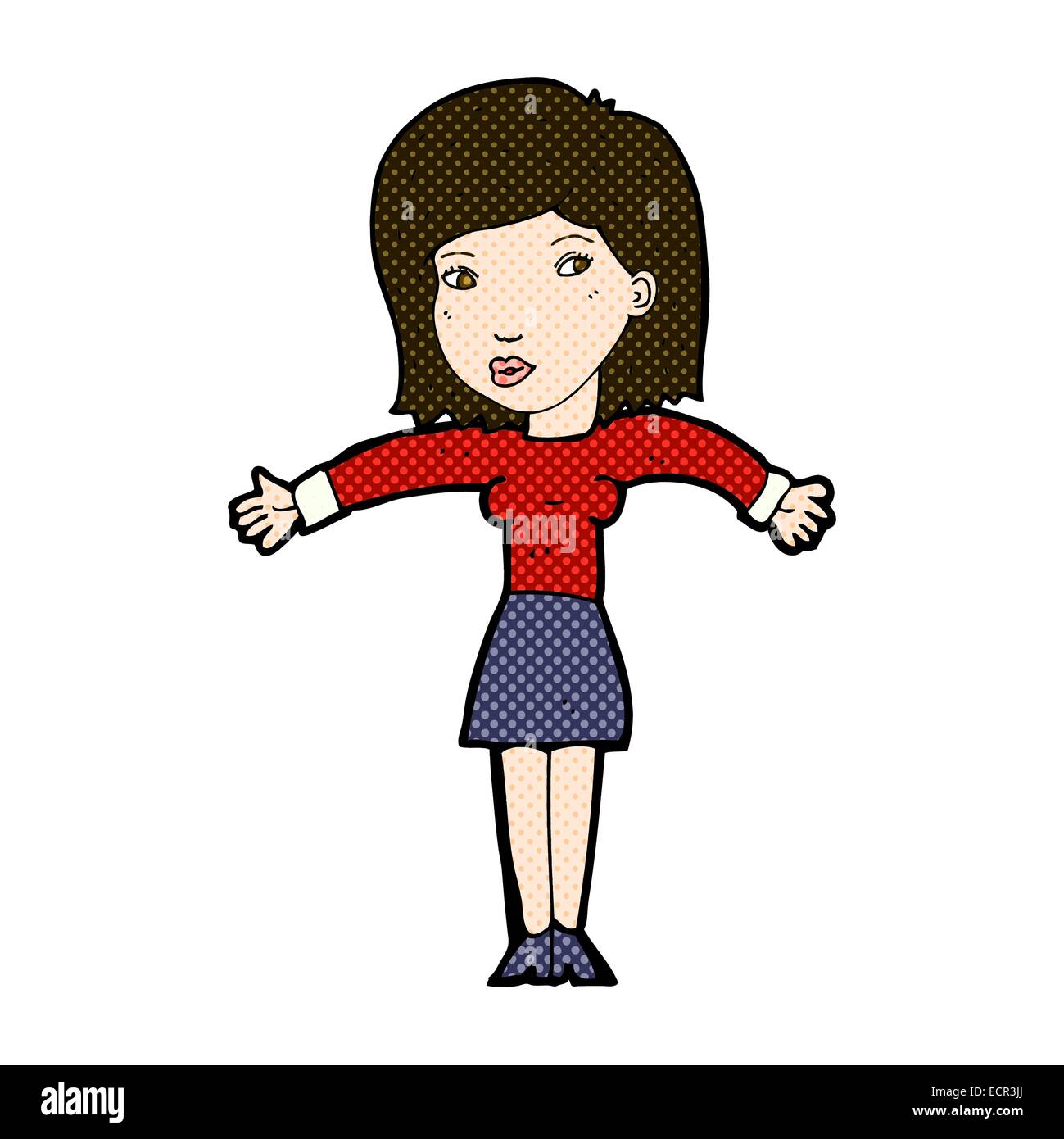 retro comic book style cartoon woman shrugging shoulders Stock Vector ...