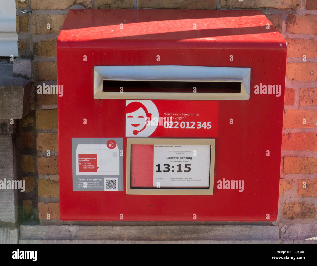 Red letterbox of belgian post, Ypres, Belgium Stock Photo - Alamy