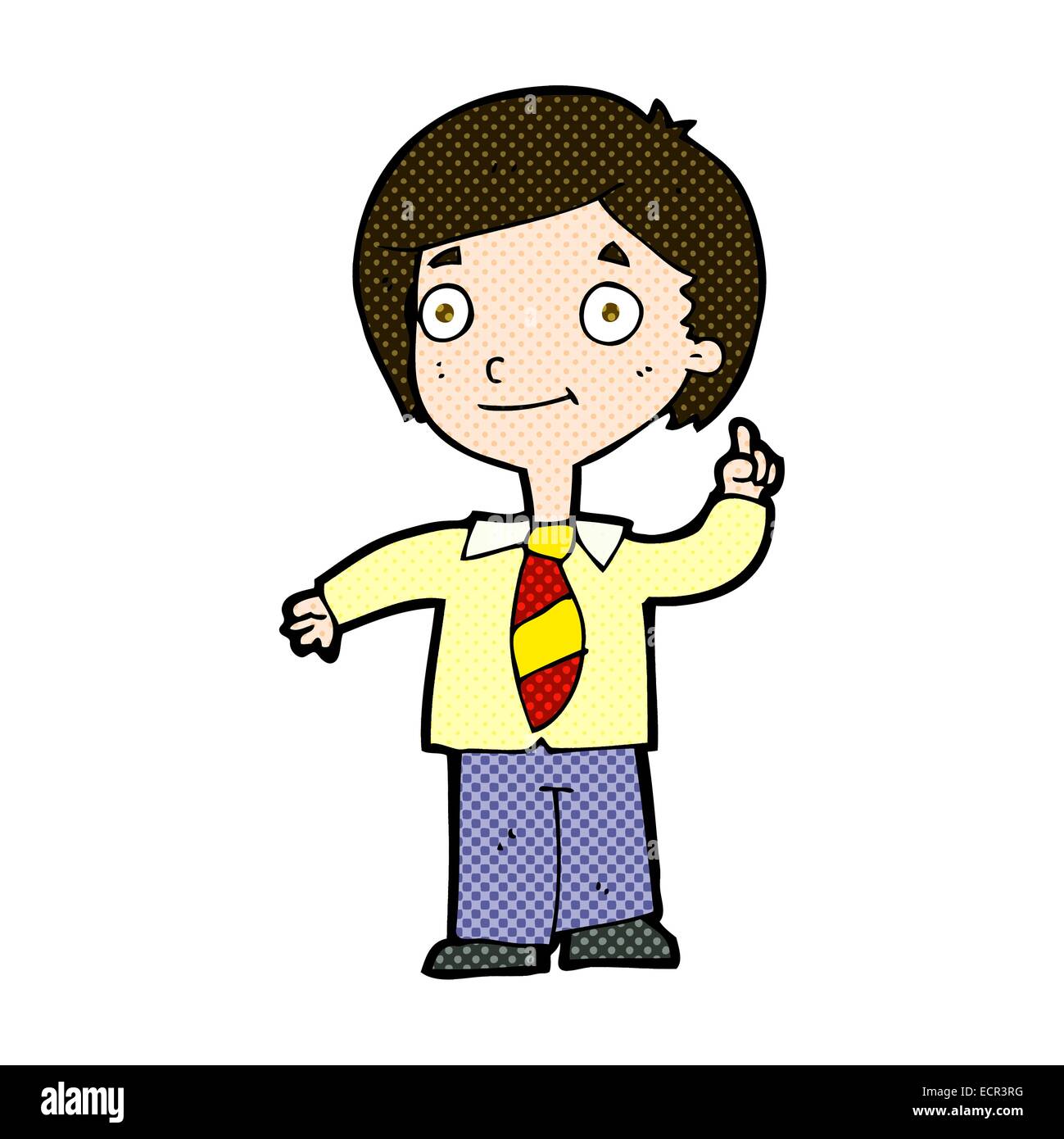 retro comic book style cartoon school boy answering question Stock ...