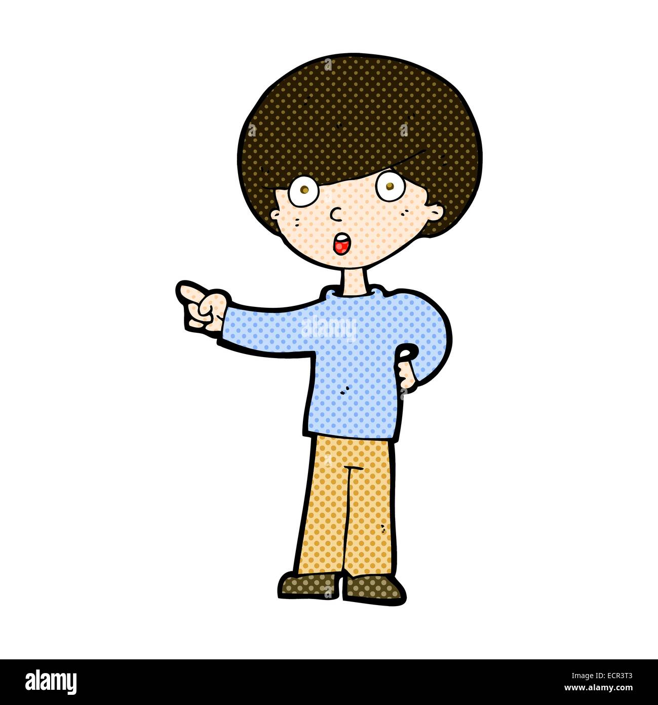 retro comic book style cartoon pointing boy Stock Vector Image & Art ...