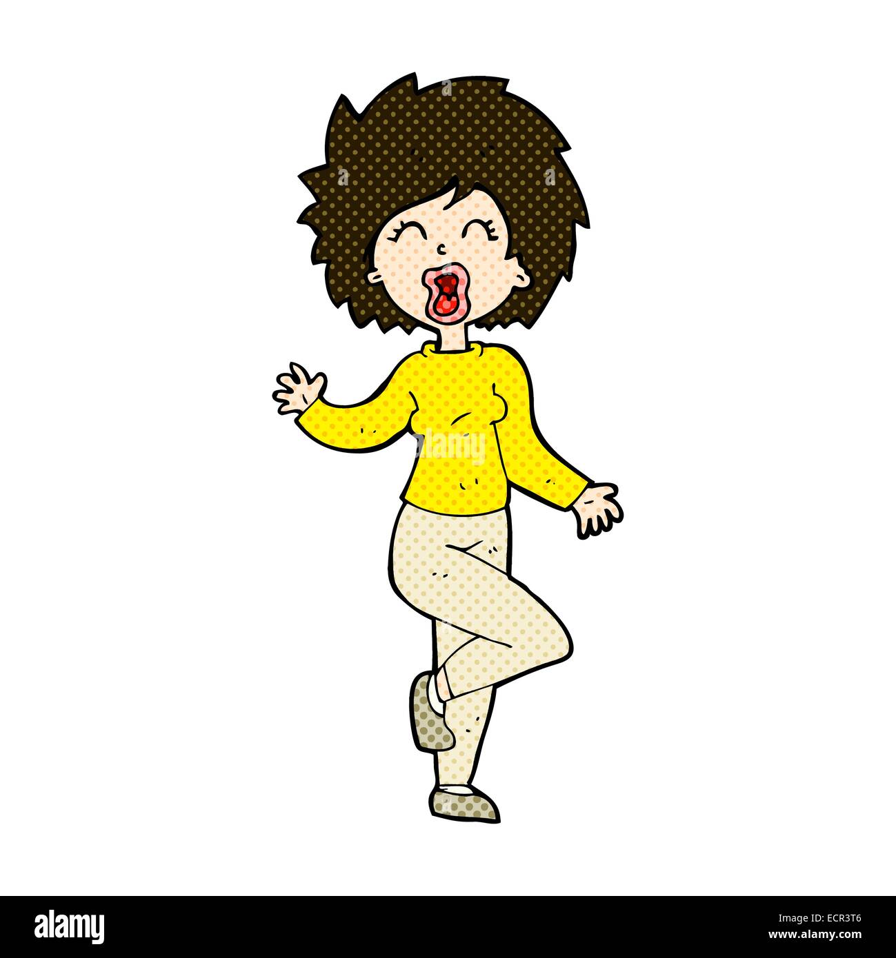 retro comic book style cartoon woman dancing Stock Vector Image & Art ...