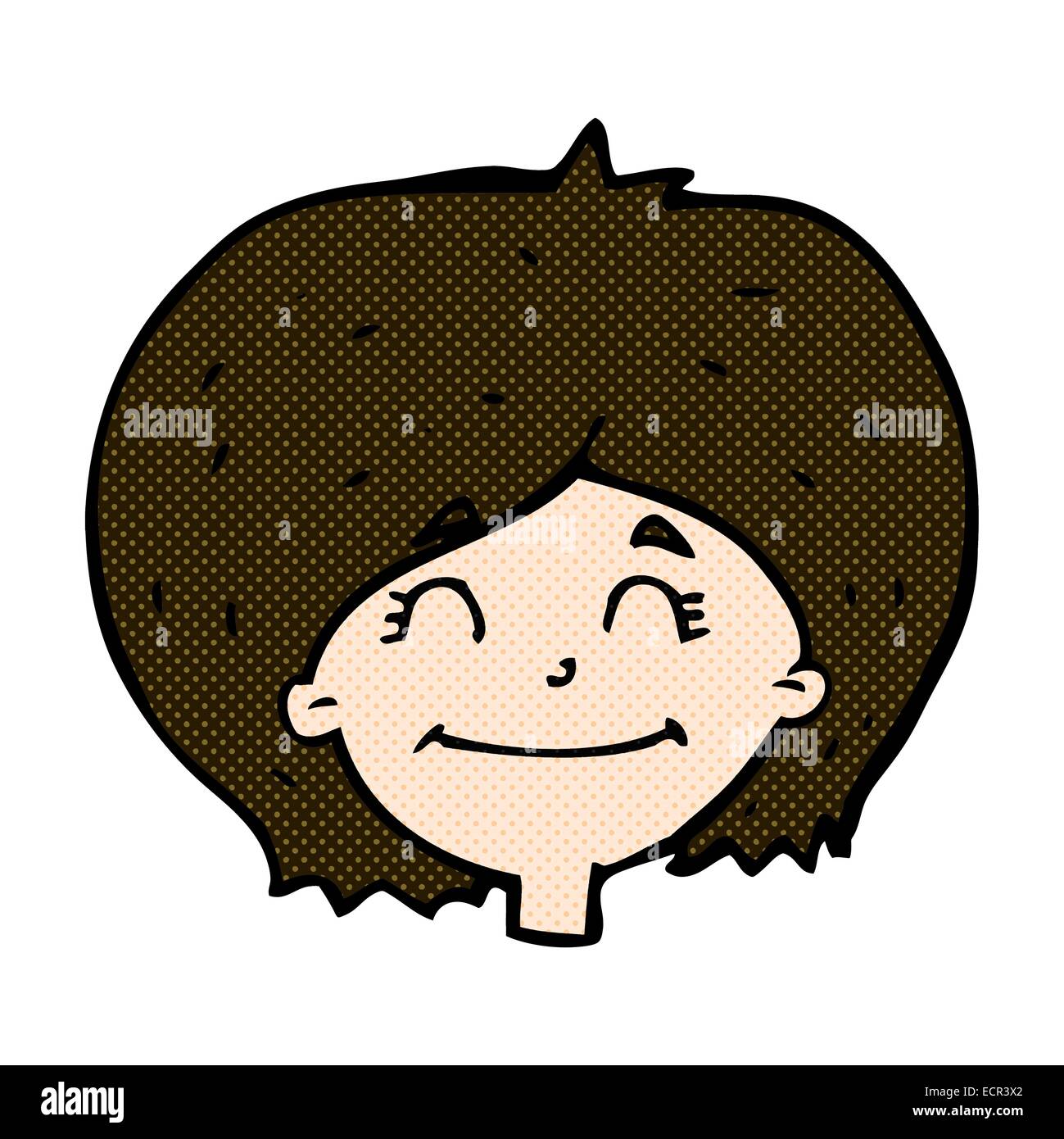 retro comic book style cartoon happy female face Stock Vector Image ...