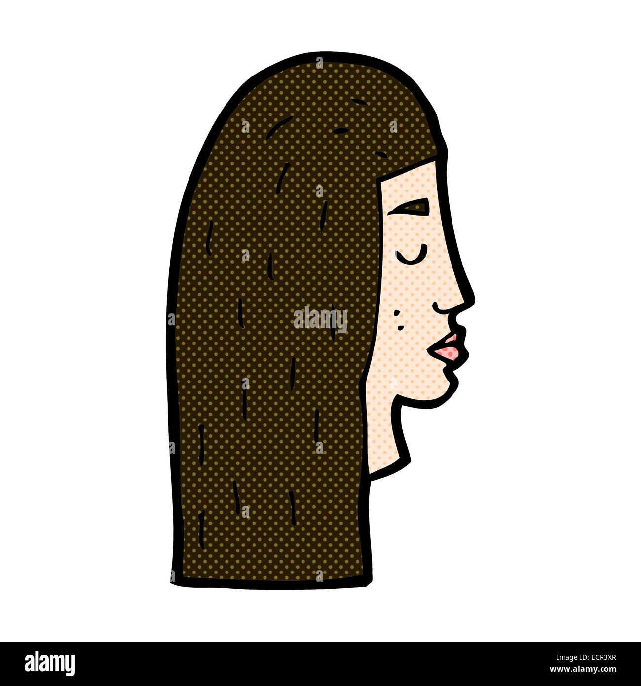 retro comic book style cartoon female face profile Stock Vector Image ...
