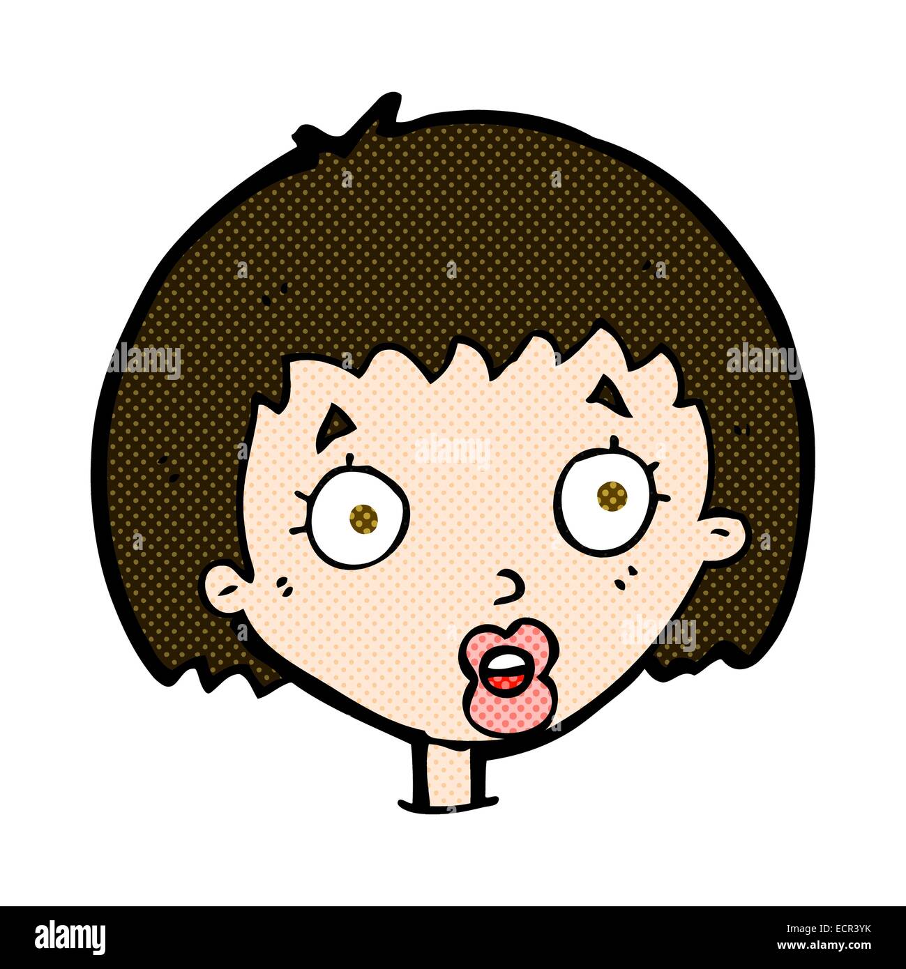 retro comic book style cartoon surprised female face Stock Vector Image ...