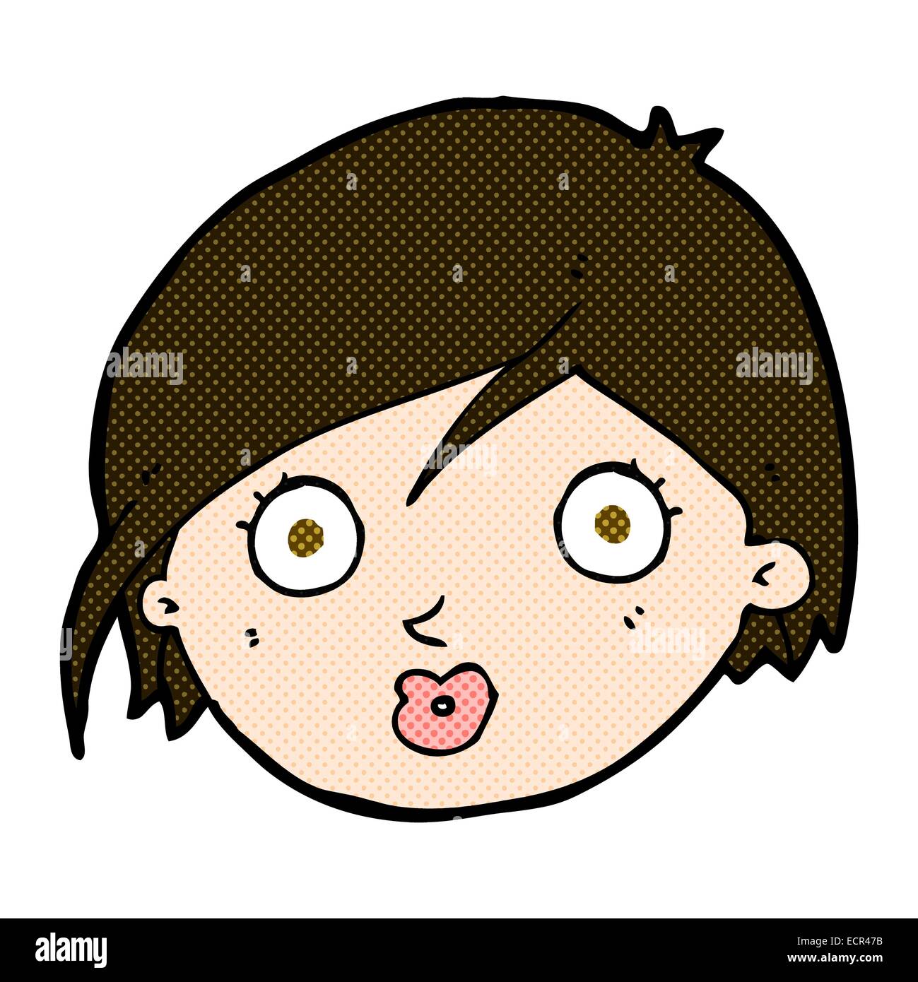 retro comic book style cartoon surprised female face Stock Vector Image ...