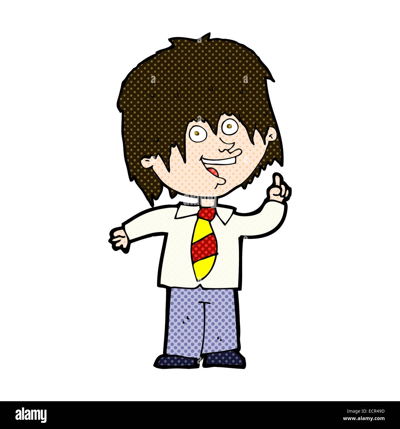 retro comic book style cartoon school boy with idea Stock Vector Image ...
