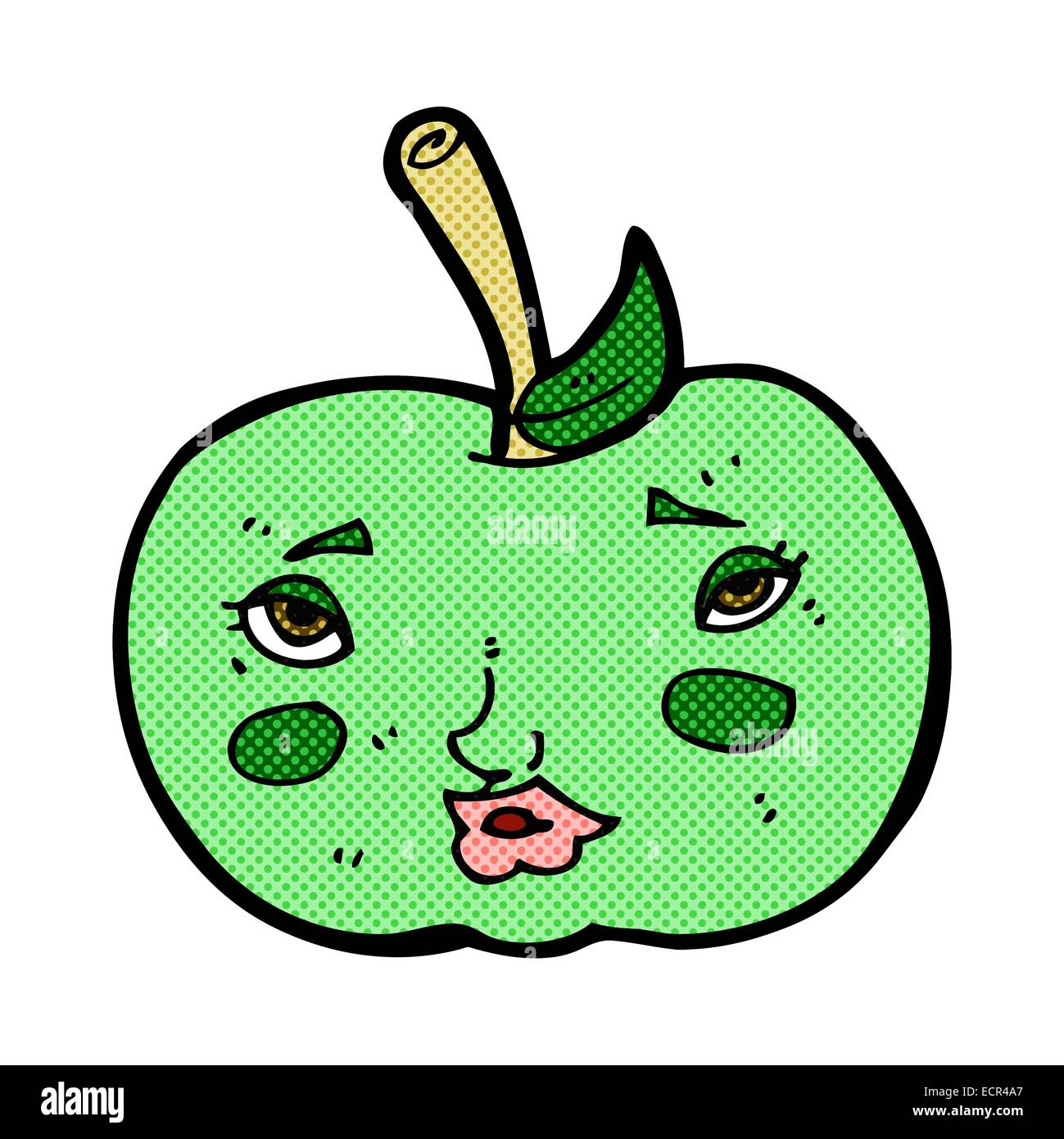 retro comic book style cartoon apple with face Stock Vector Image & Art ...
