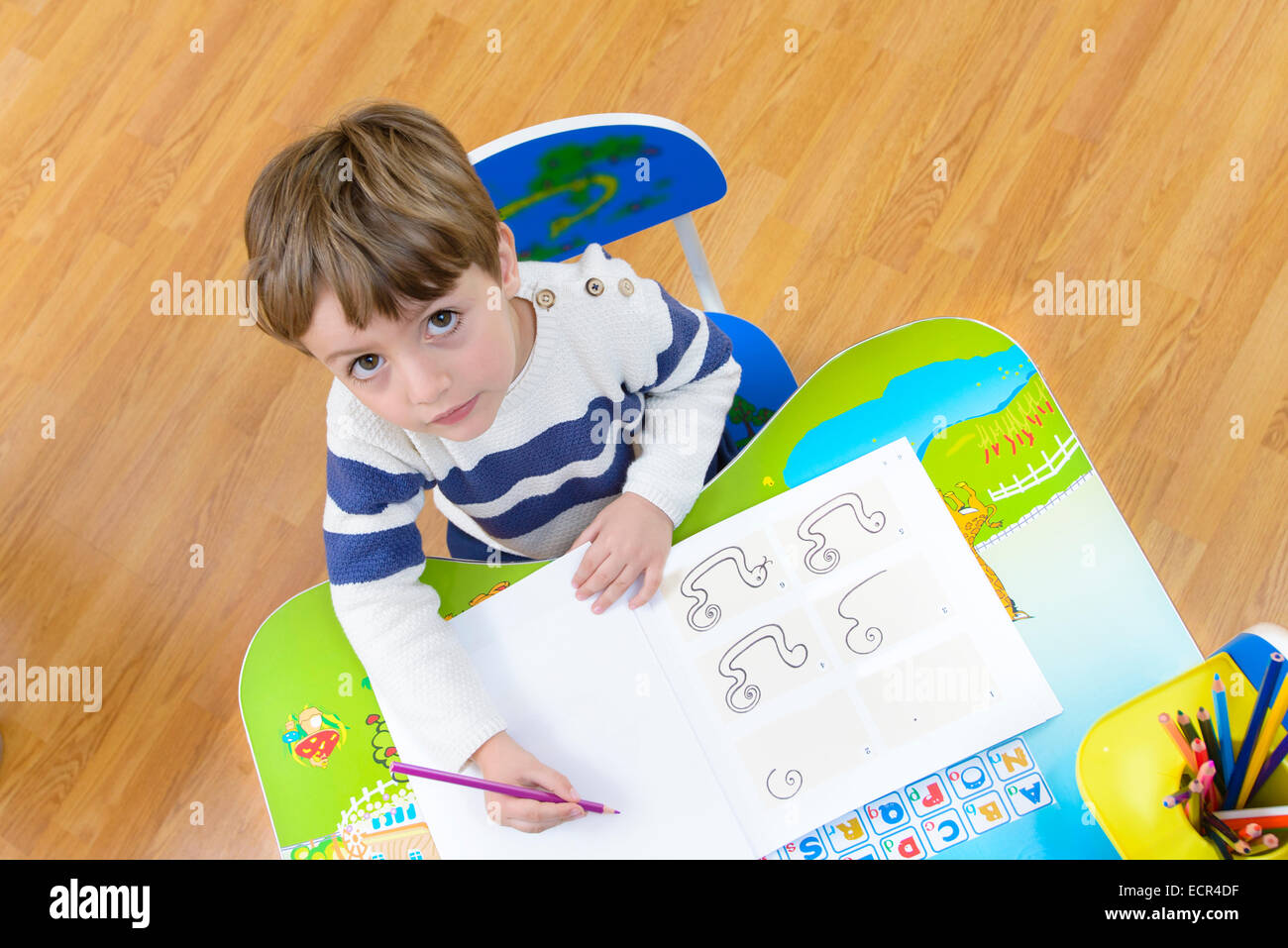 Kid Drawing at home Stock Photo - Alamy