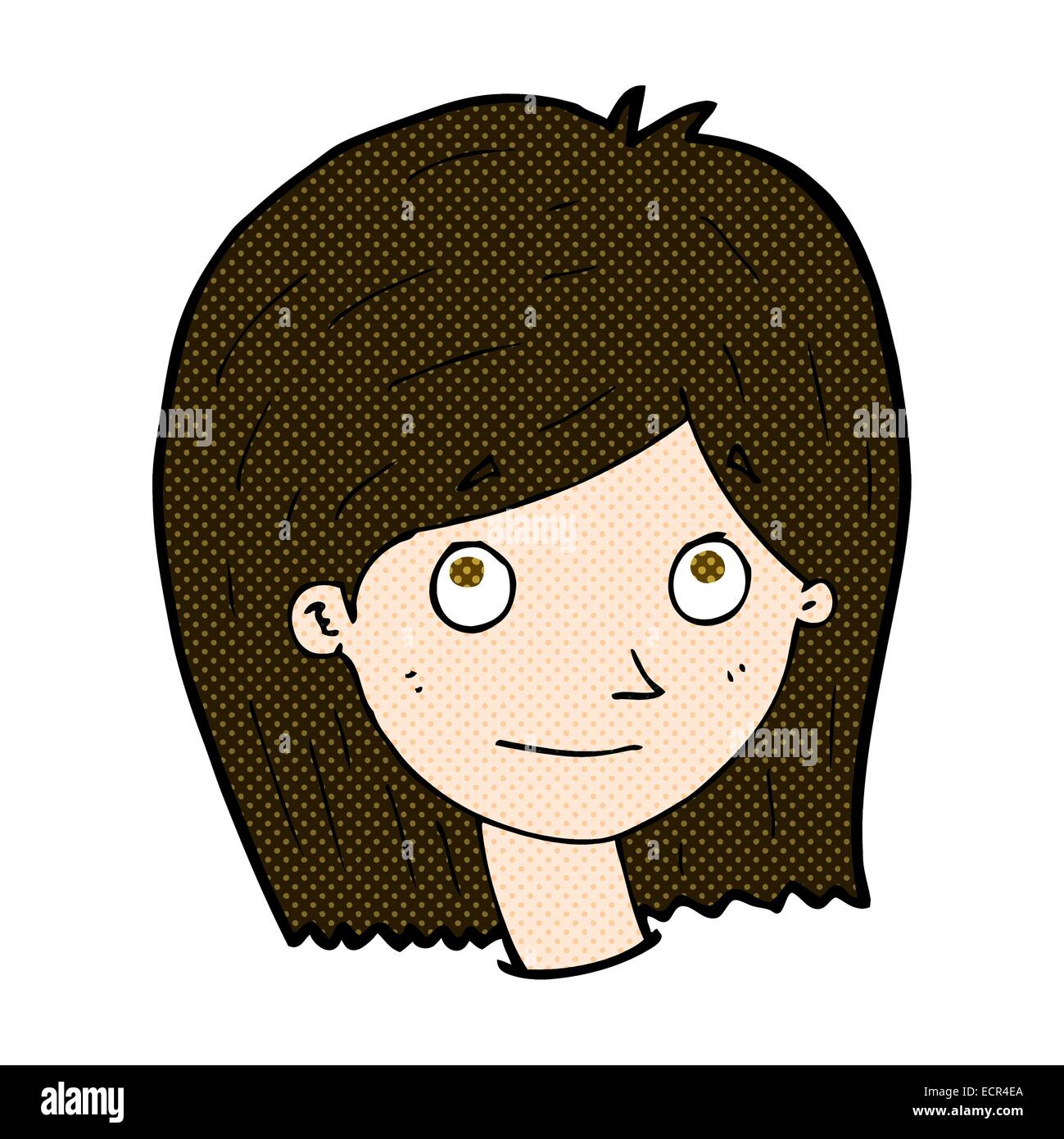 retro comic book style cartoon happy female face Stock Vector Image ...